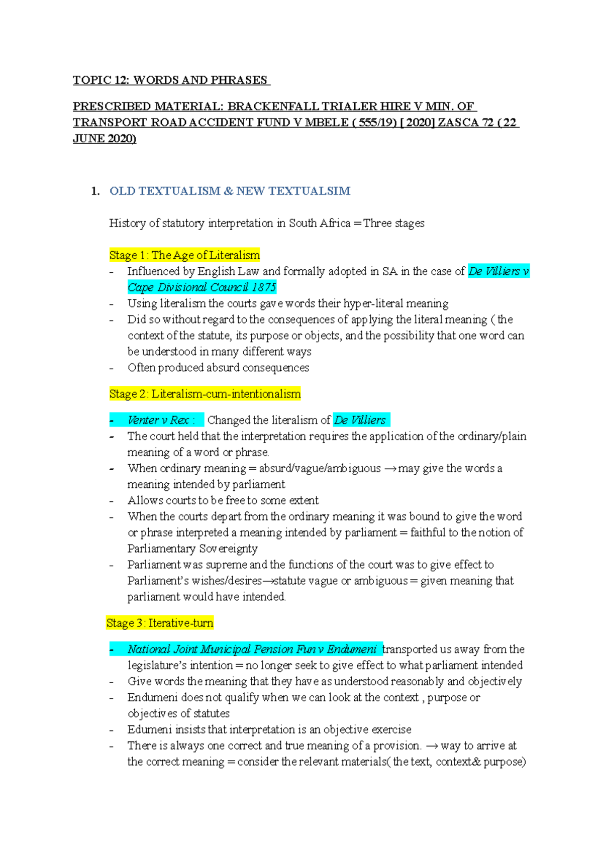 Topic 12 notes - Summary of lecture 12 - TOPIC 12: WORDS AND PHRASES ...