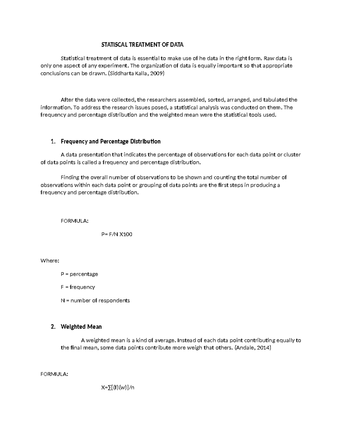 Statiscal Treatment OF DATA - STATISCAL TREATMENT OF DATA Statistical ...