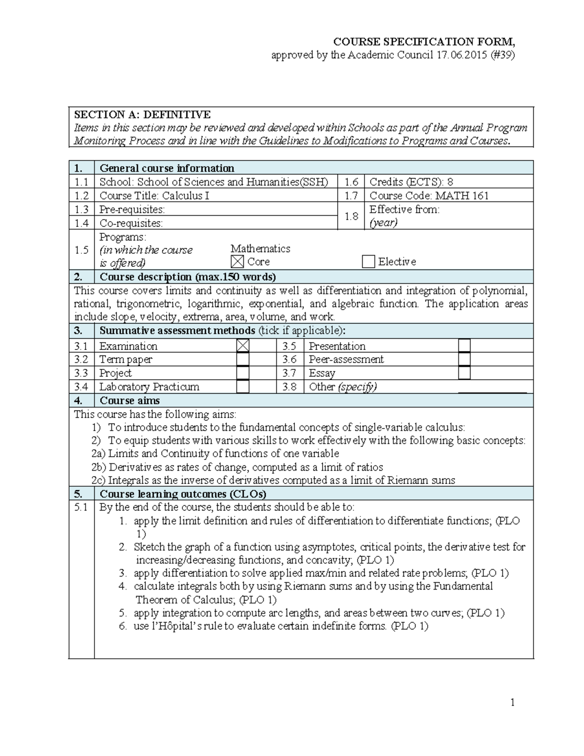 MATH 161 Spring 2024v2 - Syllabus - approved by the Academic Council 17 ...
