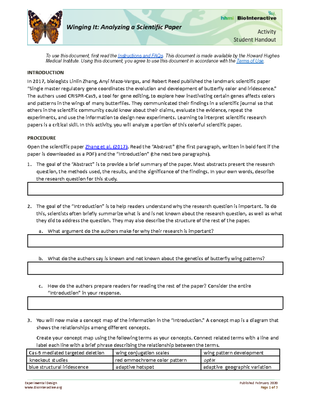 Student Handout - To use this document, first read theInstructions and ...
