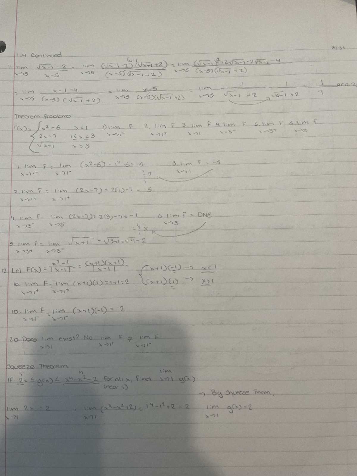 1.4 calculating limit notes cont - MAC 2311 - FSU - Studocu