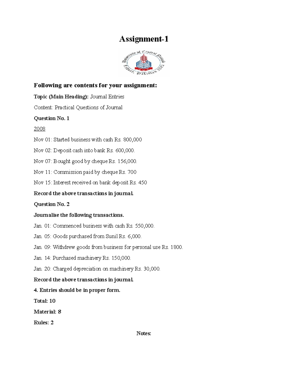 Assignment 1 - Assignment- Following are contents for your assignment ...