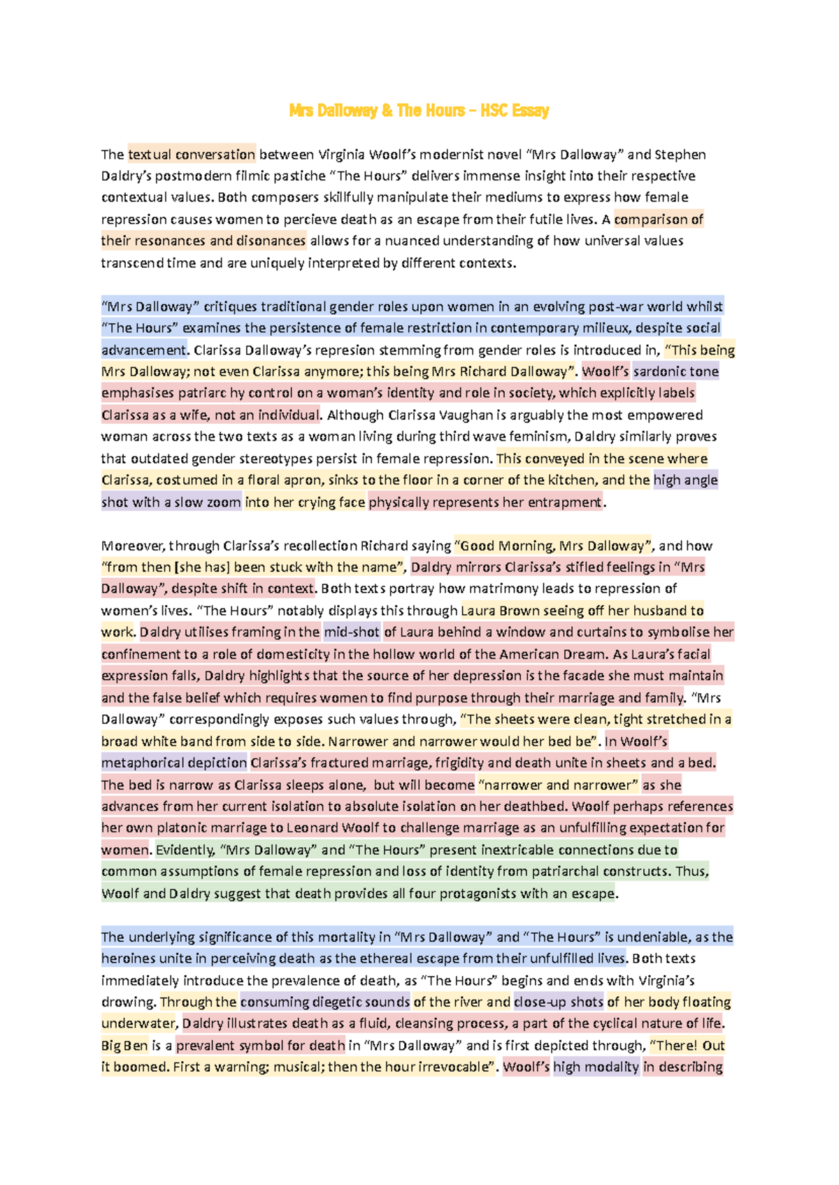 Module a hsc exam essay - Mrs Dalloway & The Hours - HSC Essay The ...