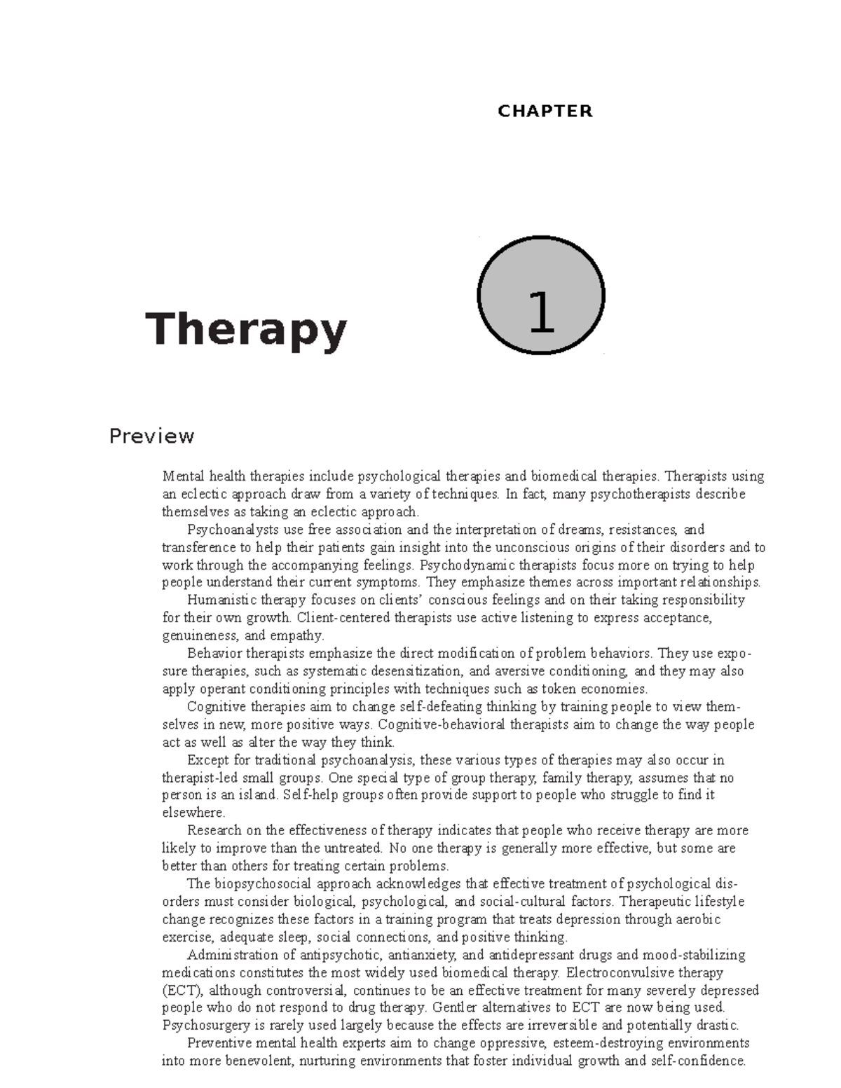 Myerspsych 13e lg ch16 - CHAPTER Therapy Preview Mental health ...