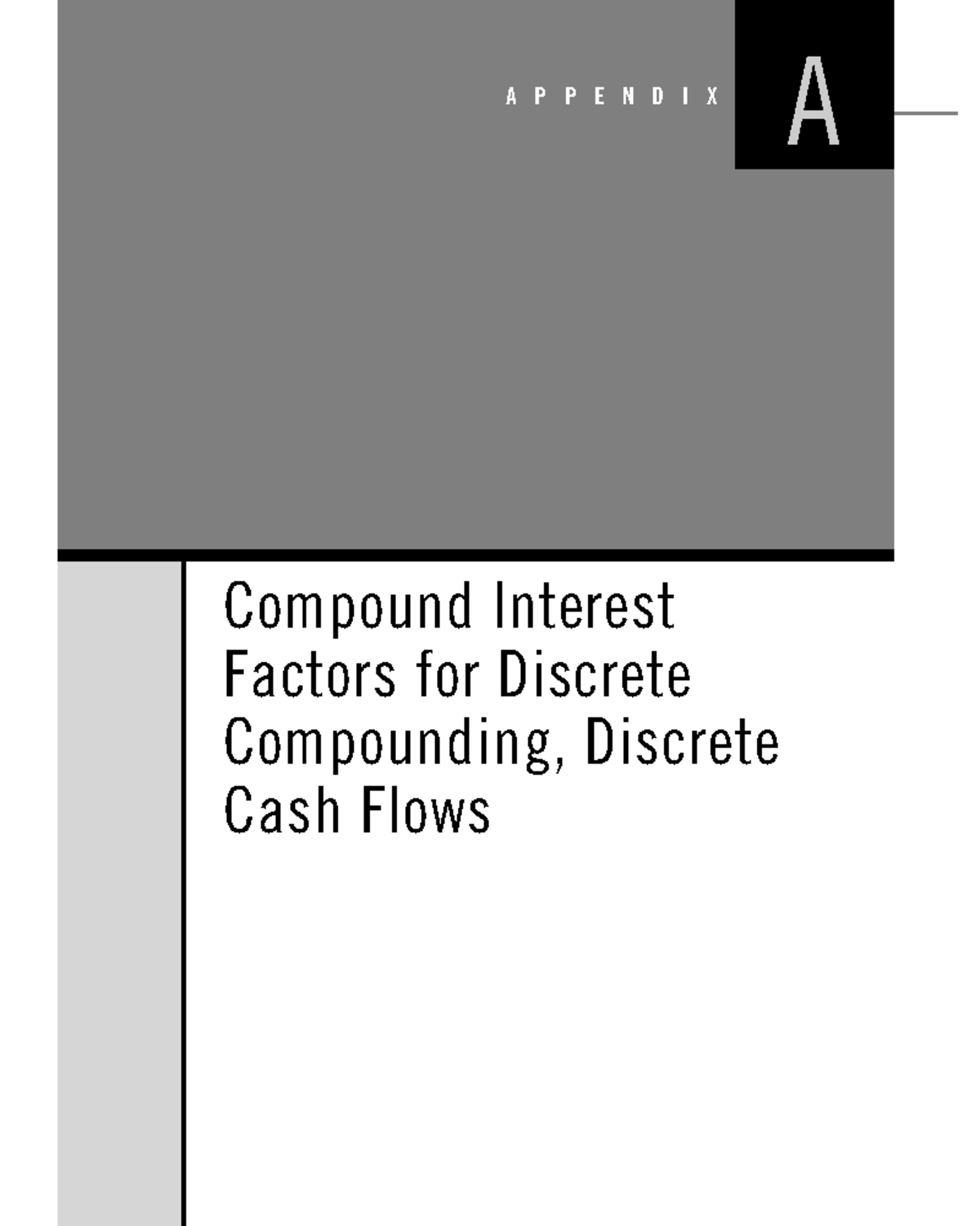Appendix A -Compound interest factors fir discrete compounding and cash ...