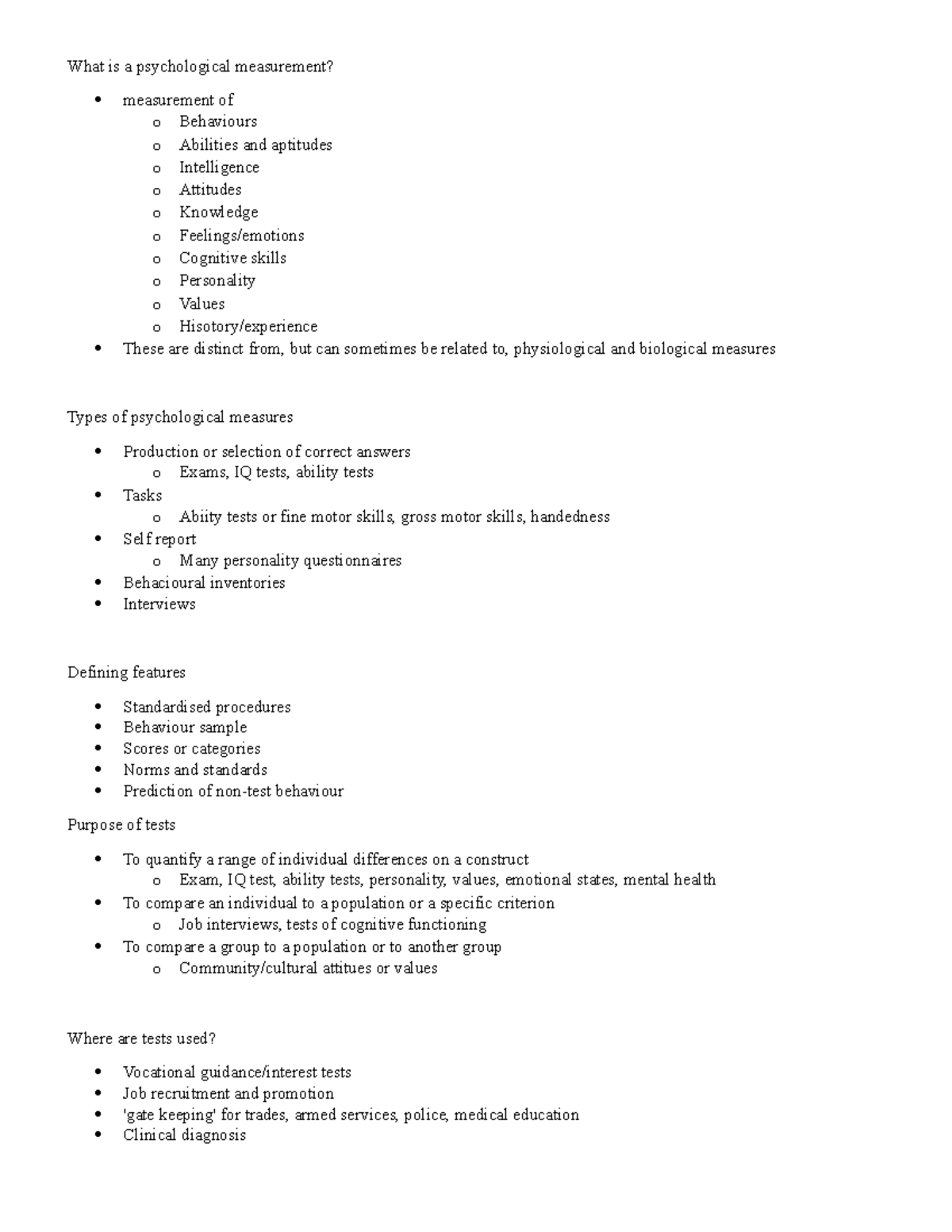 Lecture notes, lectures weeks 1-12 - What is a psychological ...