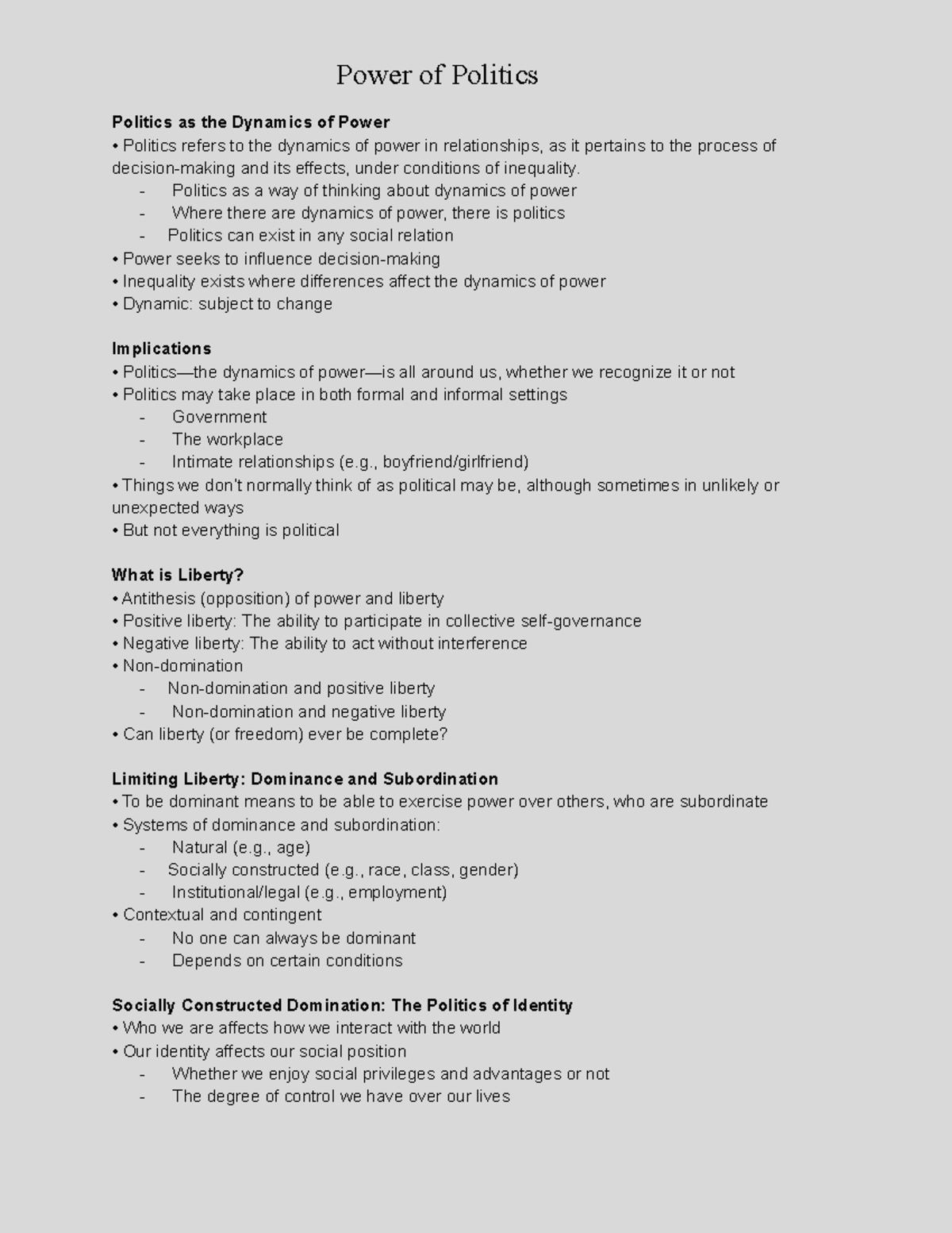 3.4 - Power of Politics - Politics as the Dynamics of Power Politics ...