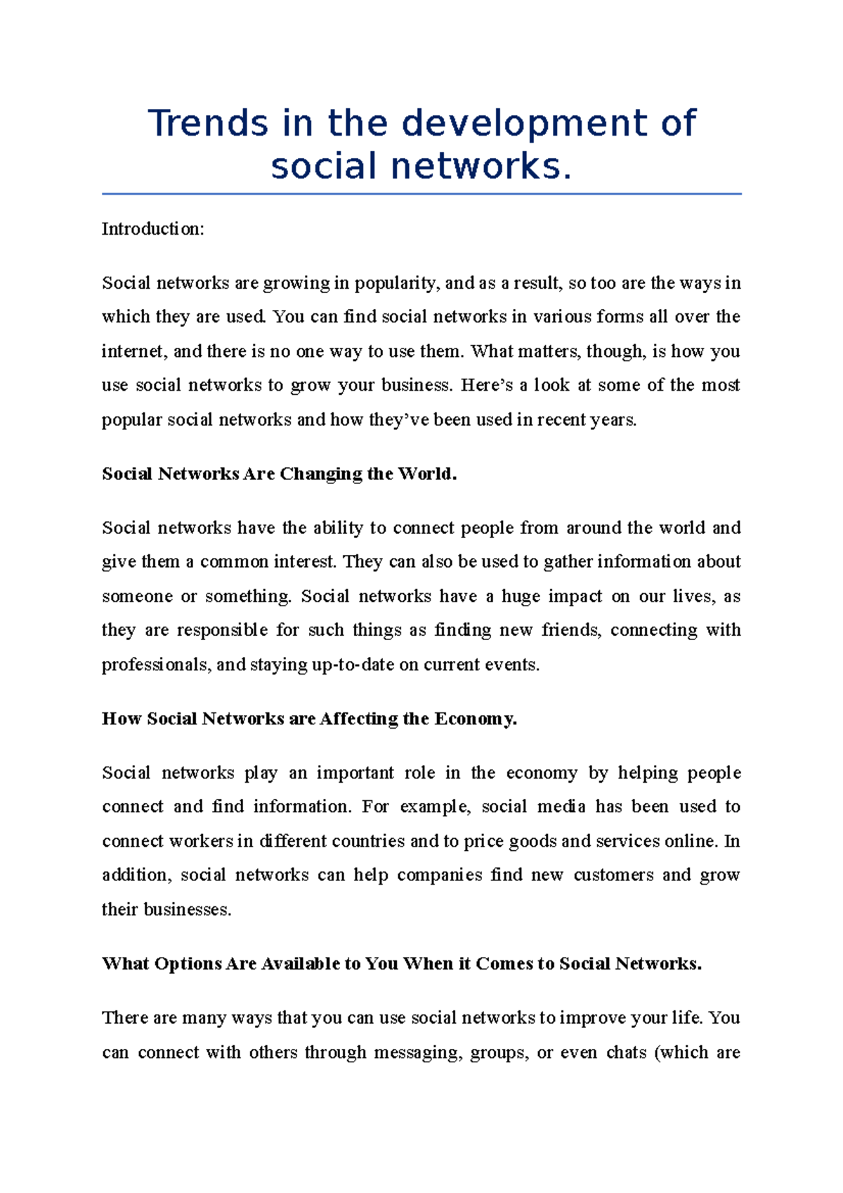 Trends in the development of social networks - Introduction: Social ...