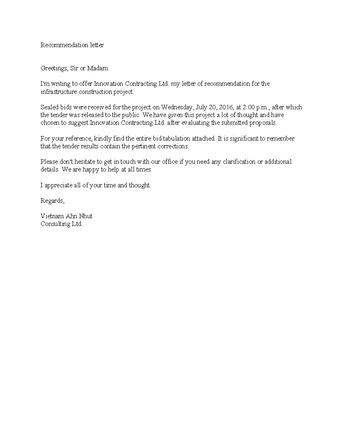 Assignment #5 - Letter of Recommendation - Recommendation letter ...