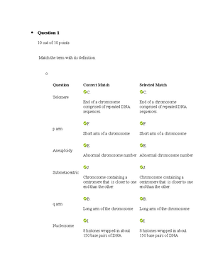 DNA - Molecular/ Genetics - Question 1 1 out of 1 points The ...