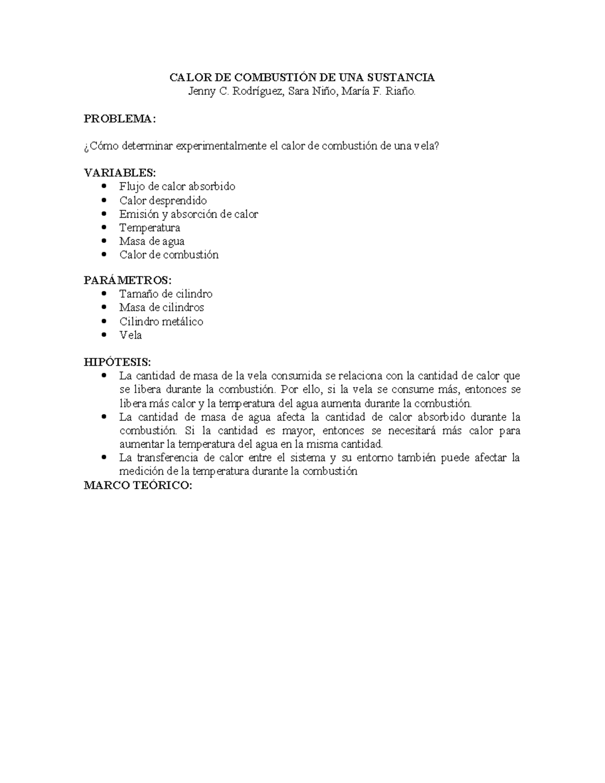 Calor DE Combustión DE UNA Sustancia - CALOR DE COMBUSTIÓN DE UNA ...