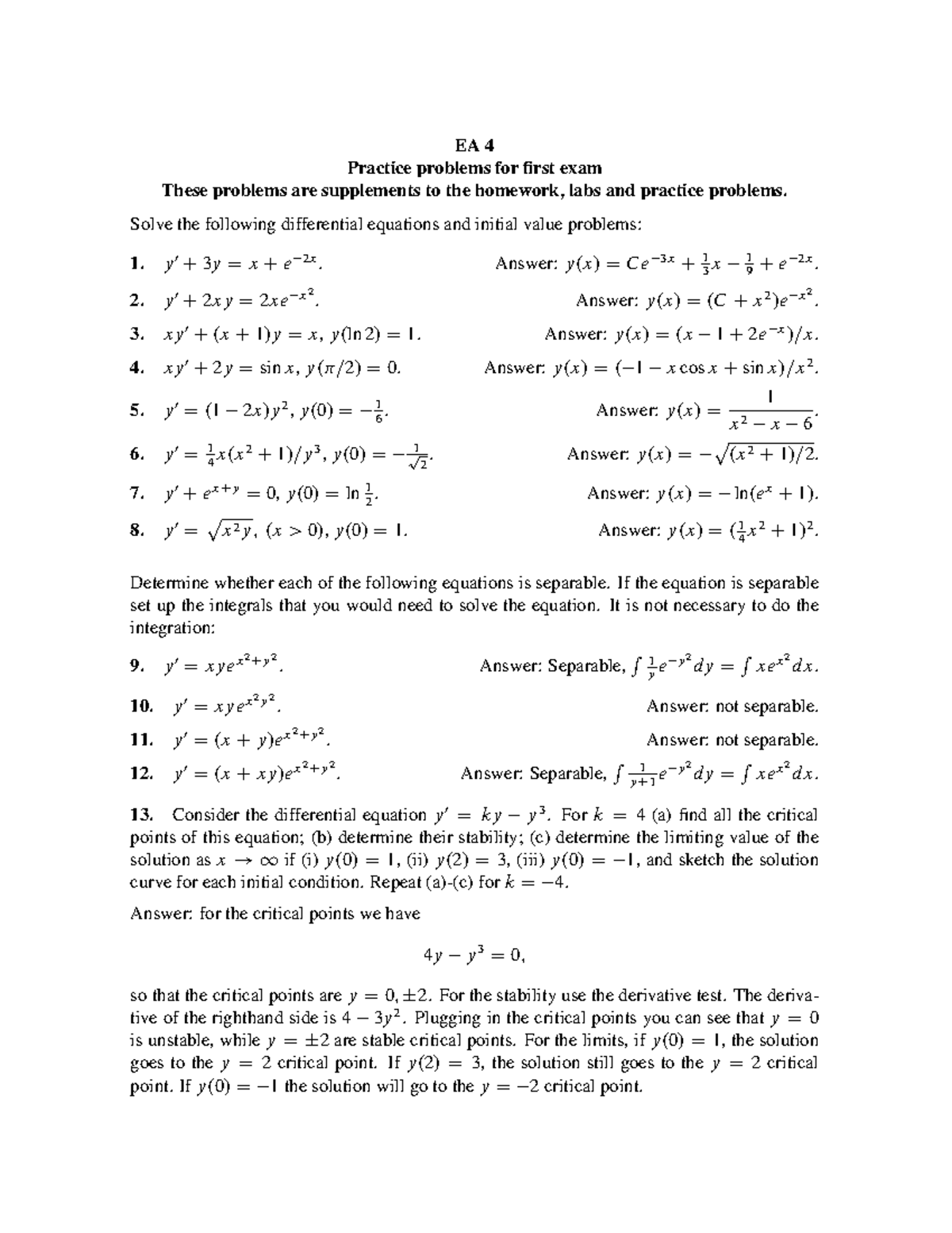 Ch1 2 practice - EA4 questions - EA 4 Practice problems for first exam ...