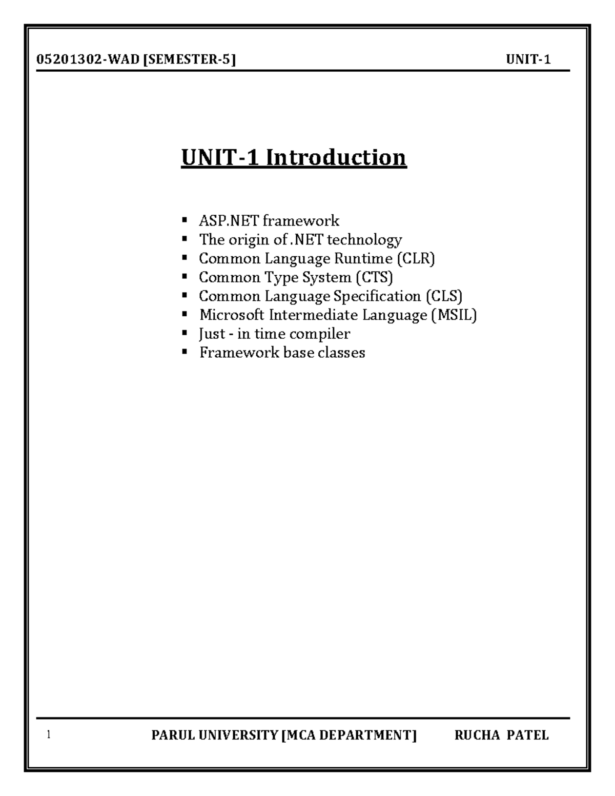WAD-Unit - 1 - notes - UNIT-1 Introduction ASP framework The origin of ...
