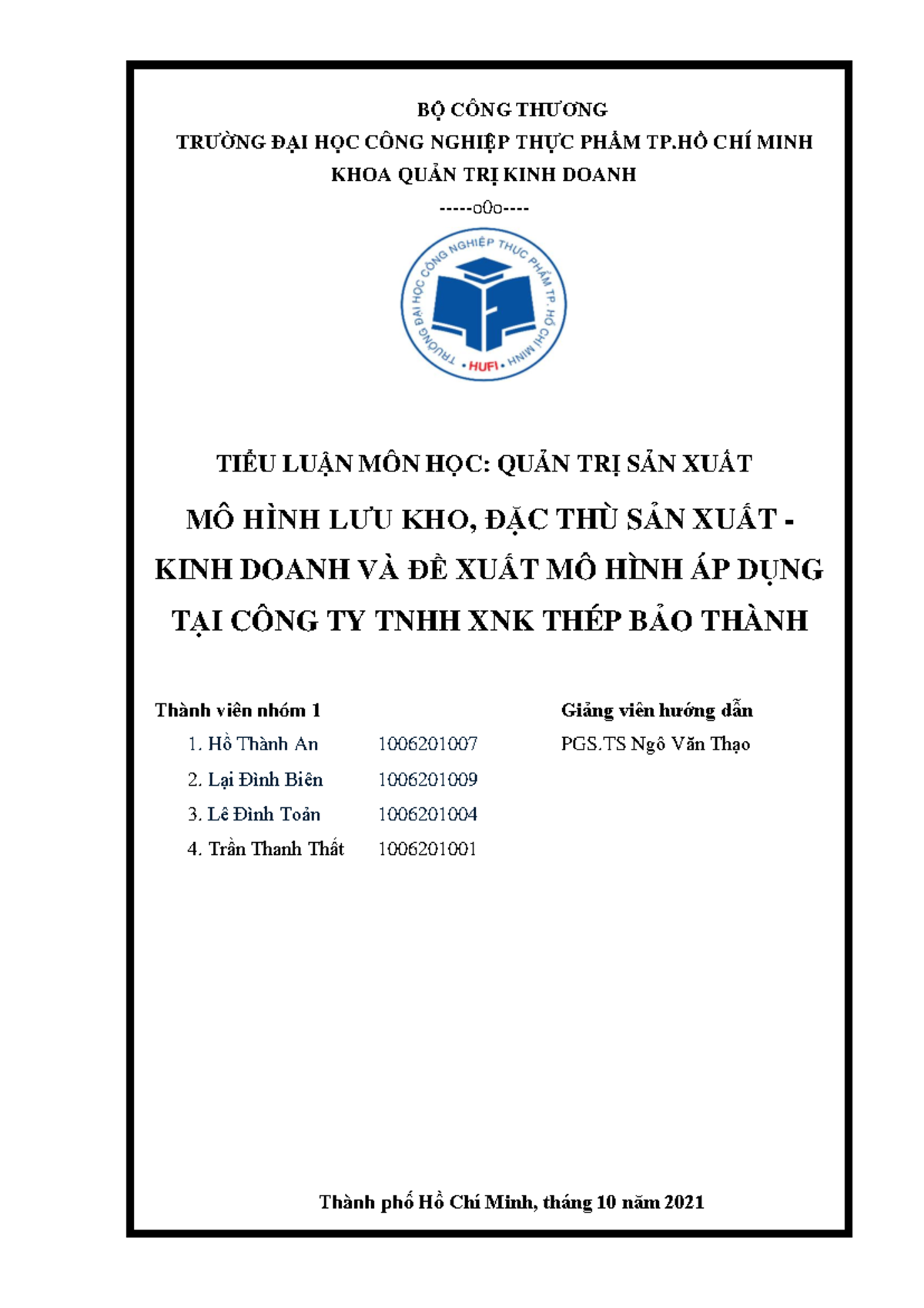 Tieu luan QTSX nhom 1 lop 03MBA HUFI - BỘ CÔNG THƯƠNG TRƯỜNG ĐẠI HỌC ...