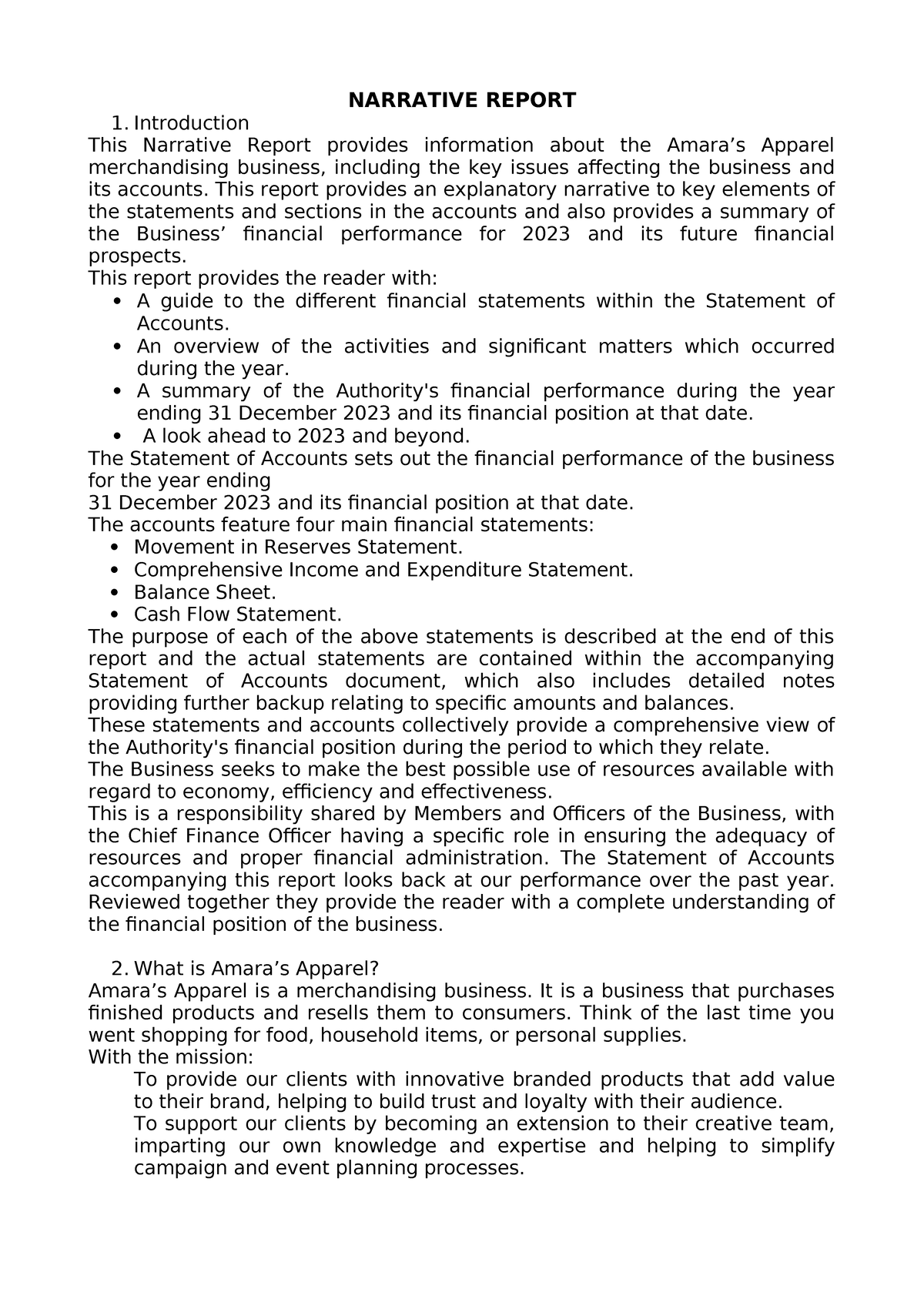 Narrative Report - NARRATIVE REPORT 1. Introduction This Narrative ...