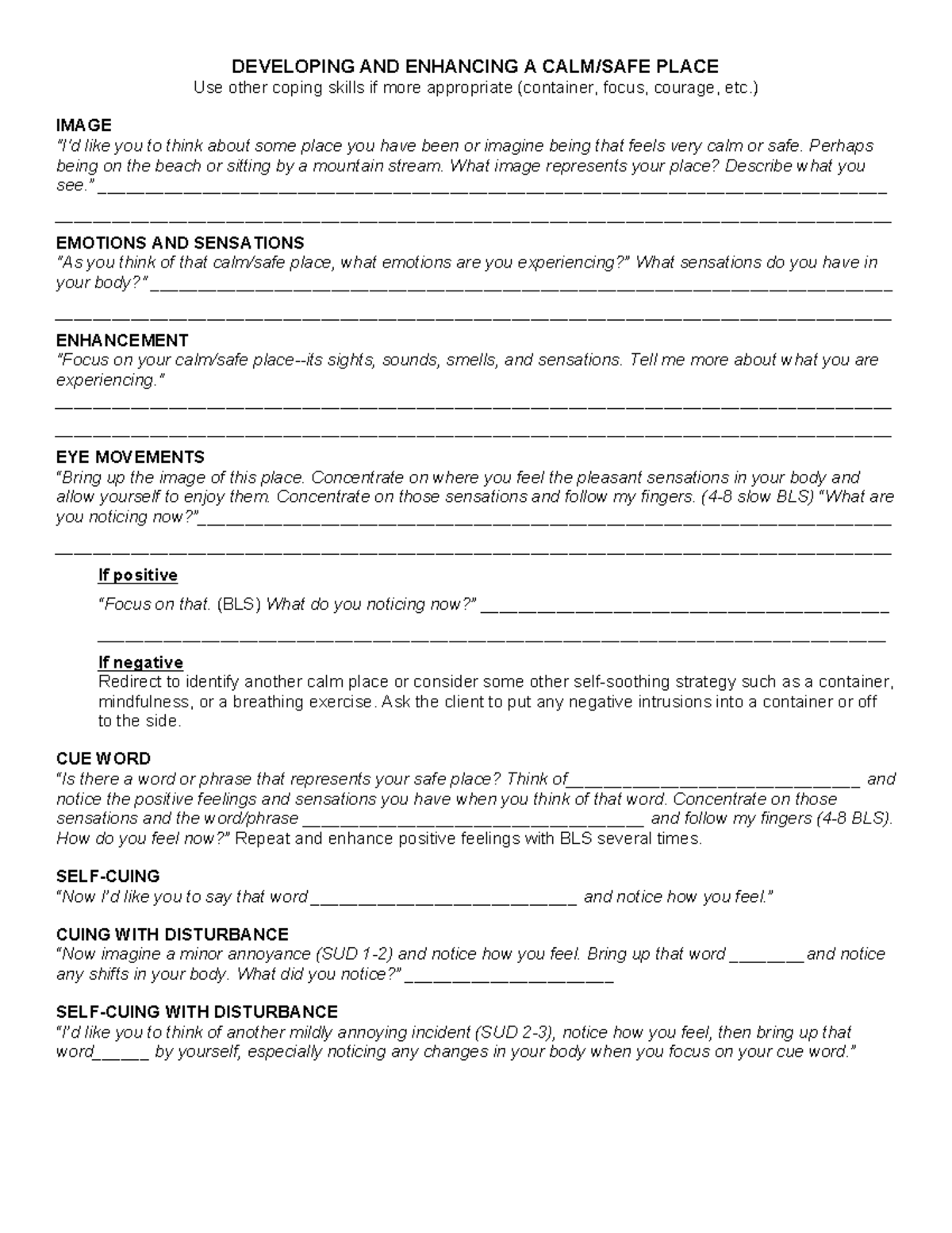 Calm Safe Place - cvt bt protocol - DEVELOPING AND ENHANCING A CALM ...