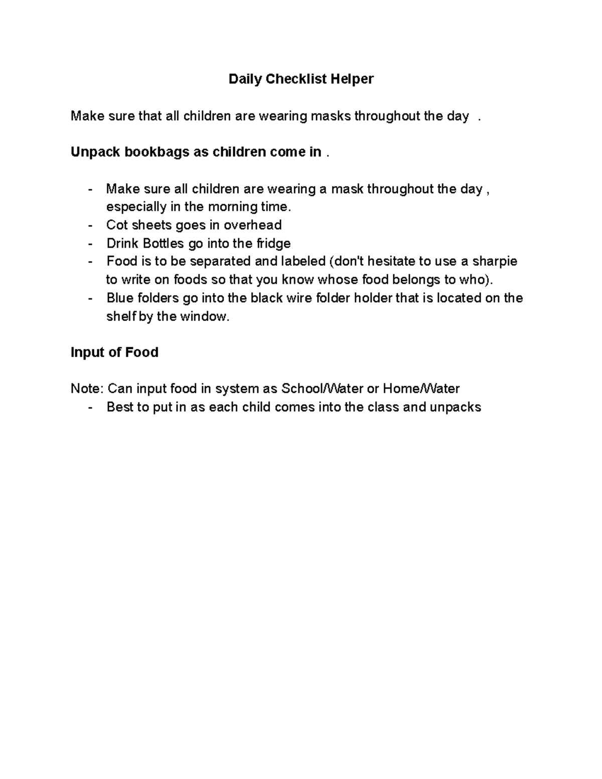 Untitled document-4 - Hdududh - Daily Checklist Helper Make sure that ...