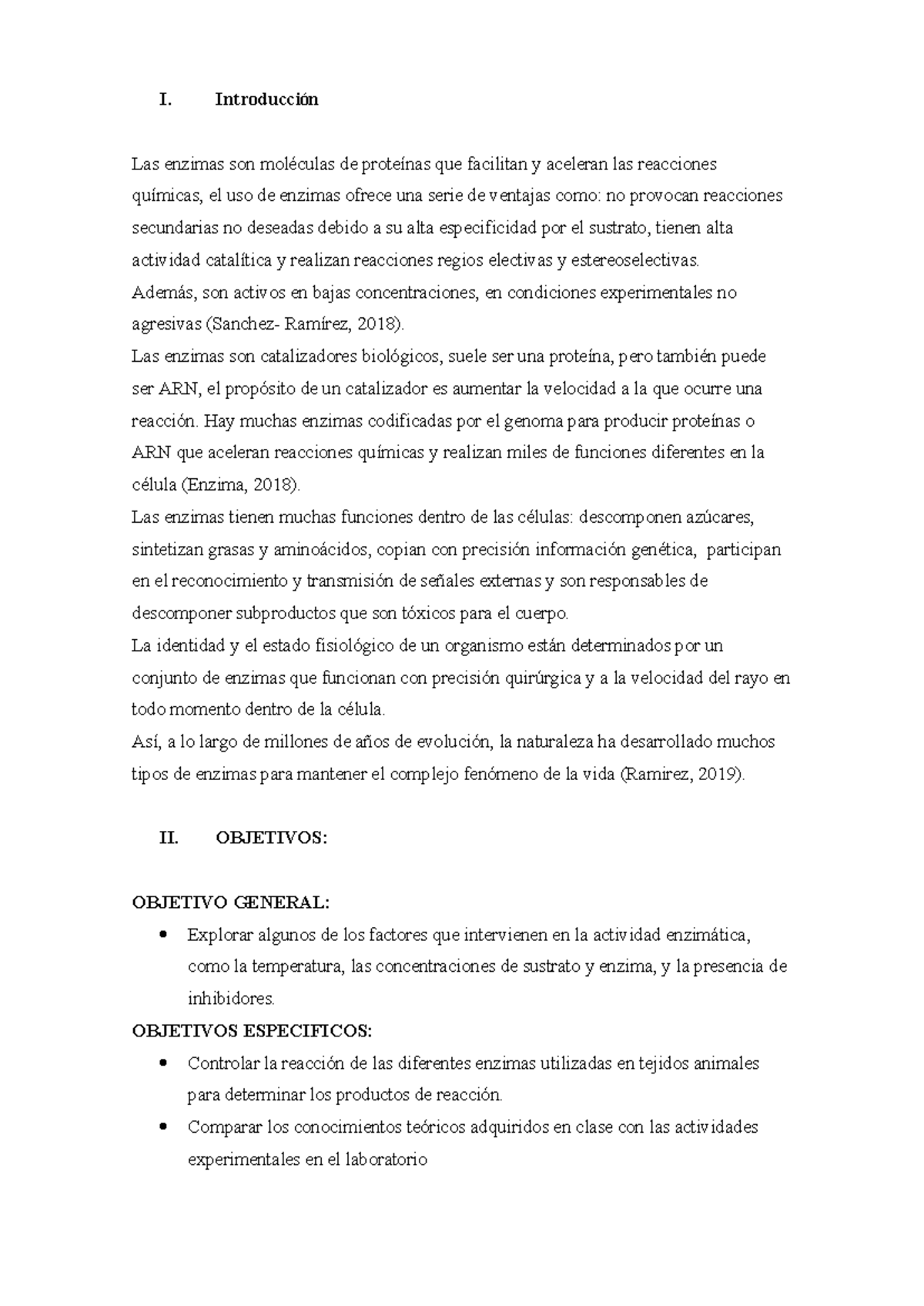 Informe Practica N°2 Bioquimica - I. Introducción Las enzimas son moléculas de proteínas que ...