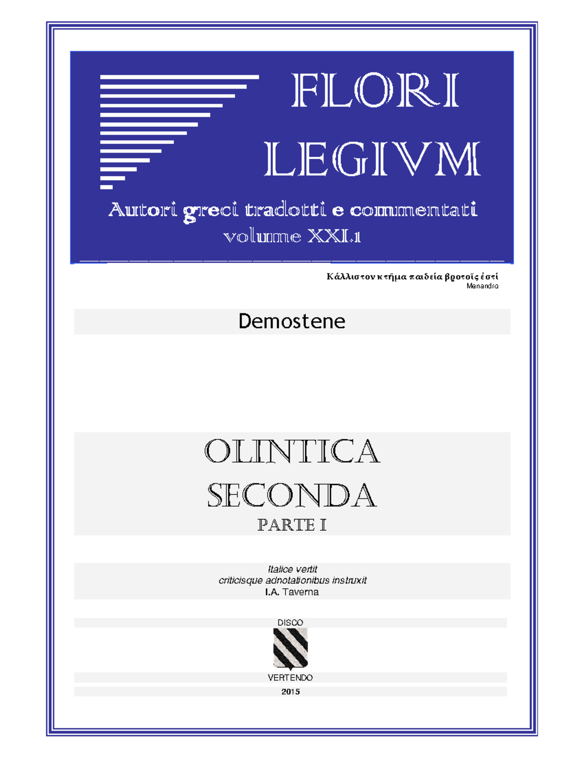 Demostene - Olintica II - parte I - - Studocu