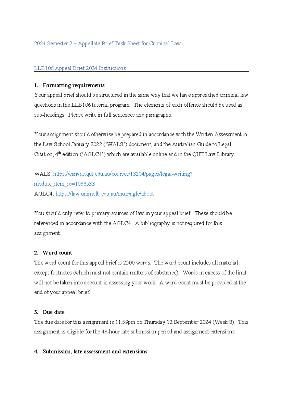 LLB106 - Appellate Brief TASK SHEET 2024 SEMESTER 2 - 2024 Semester 2 ...