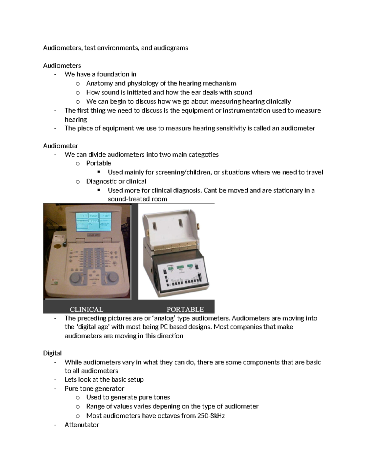 Audiometers 3:7 - class notes - Audiometers, test environments, and ...