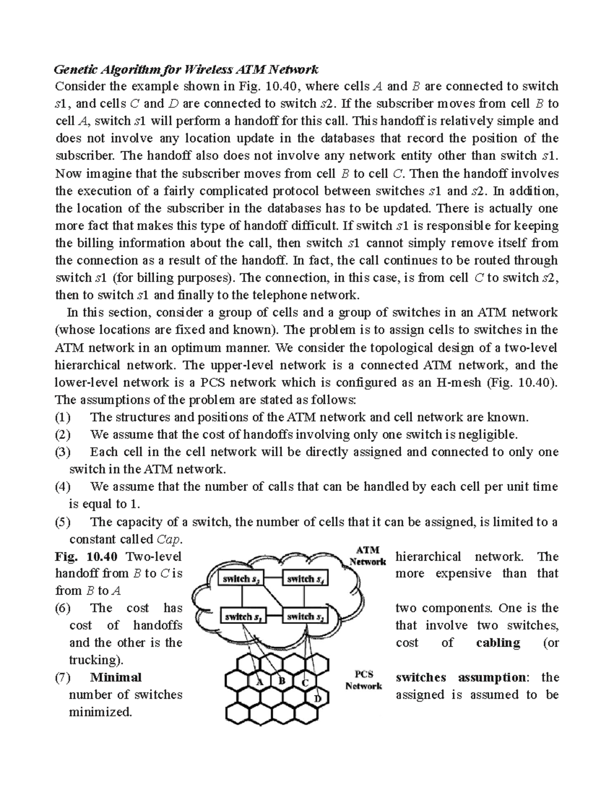 Genetic Algorithm For Wireless Atm Network 10 Where Cells A And B Are Connected To Switch S1