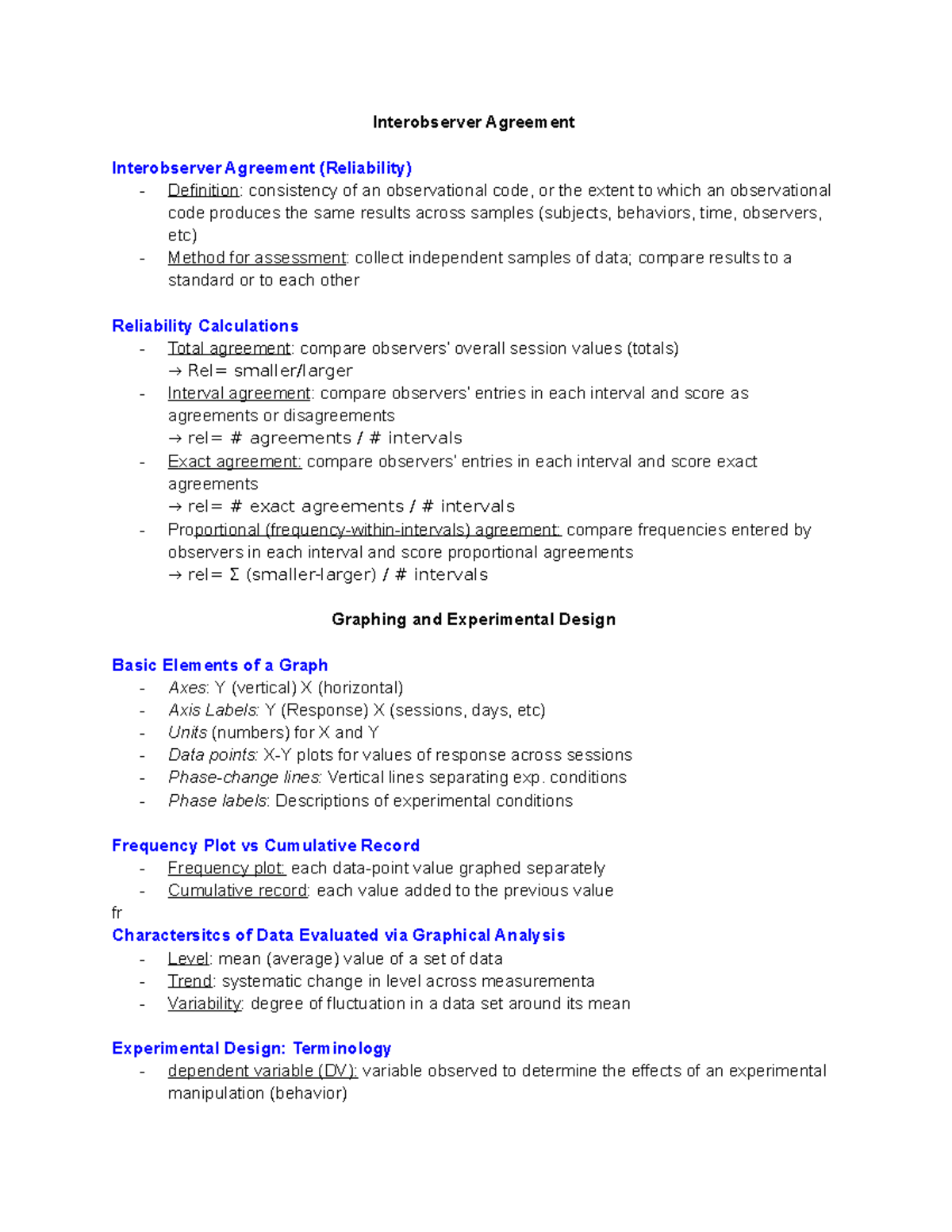IOA, Graphs, and Design lecture - Interobserver Agreement Interobserver ...