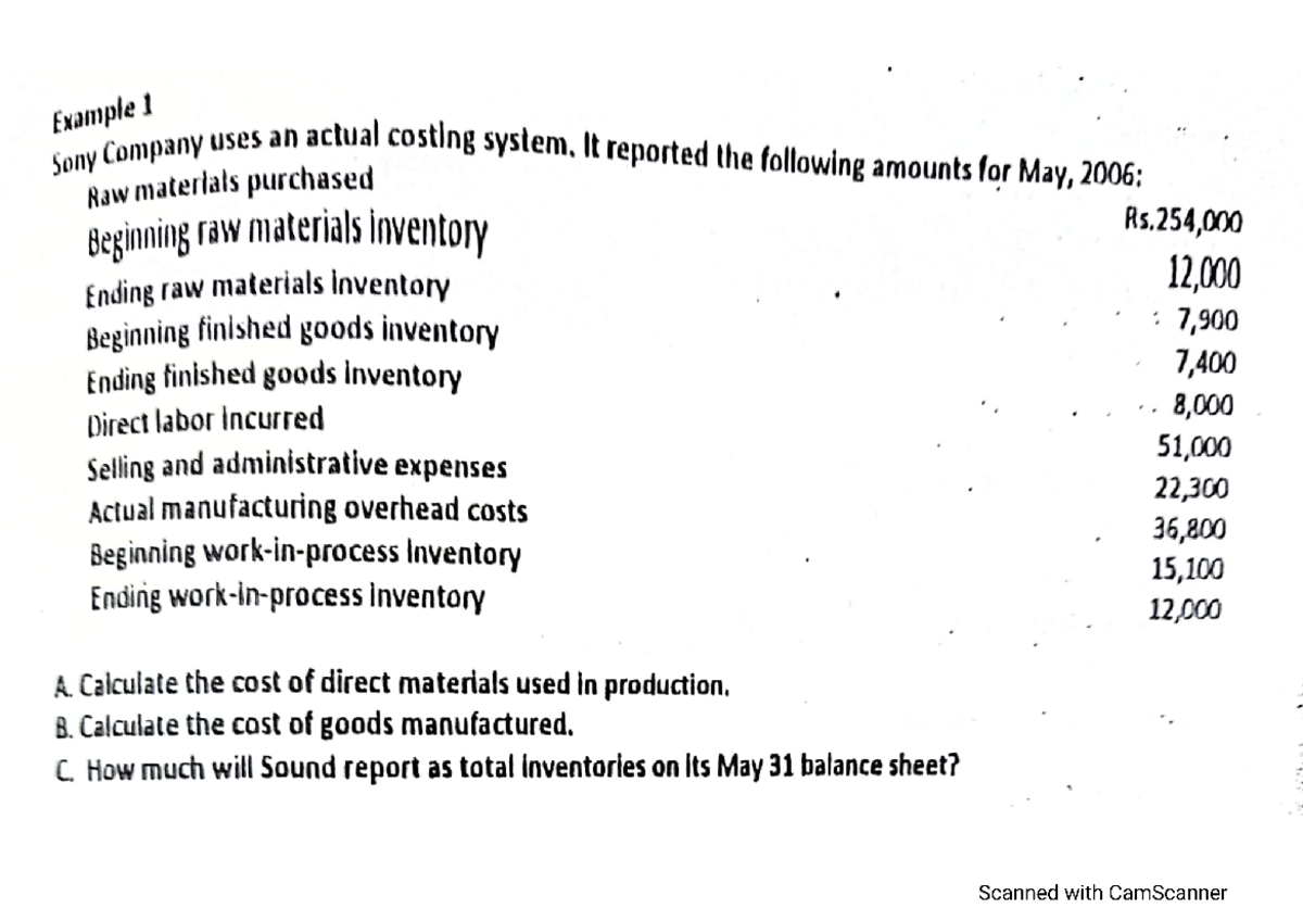 Cost flow of production examples - Cost accounting - Studocu
