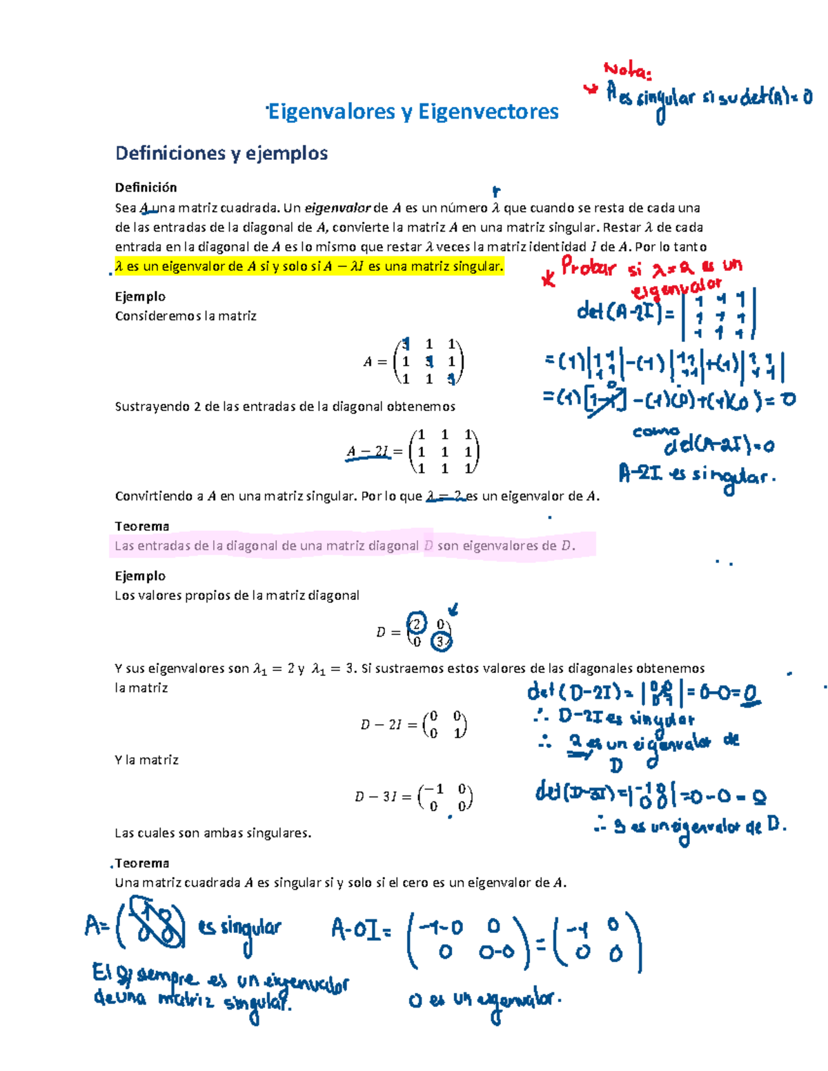 2 Eigenvalores Y Eigenvectores Eigenvalores Y Eigenvectores