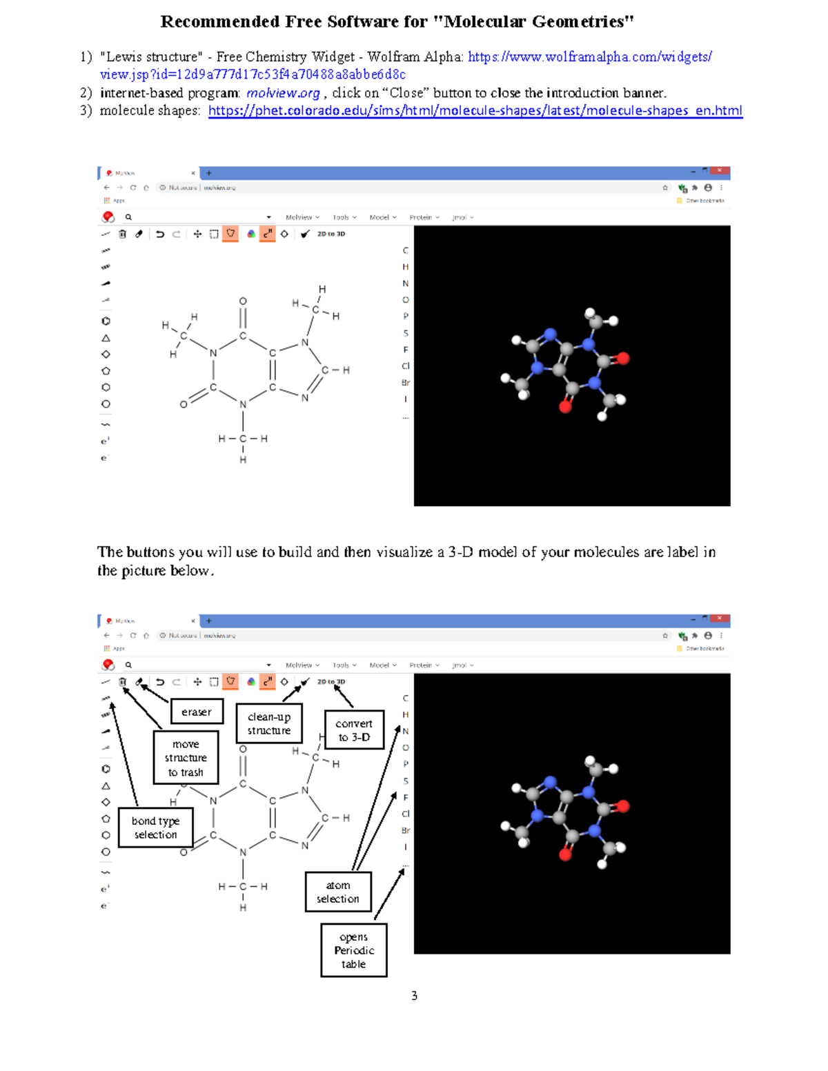 #08 3=Molecular Geometry=All=Lewis structure+molview.org+molecule shapes - 3 The buttons you ...