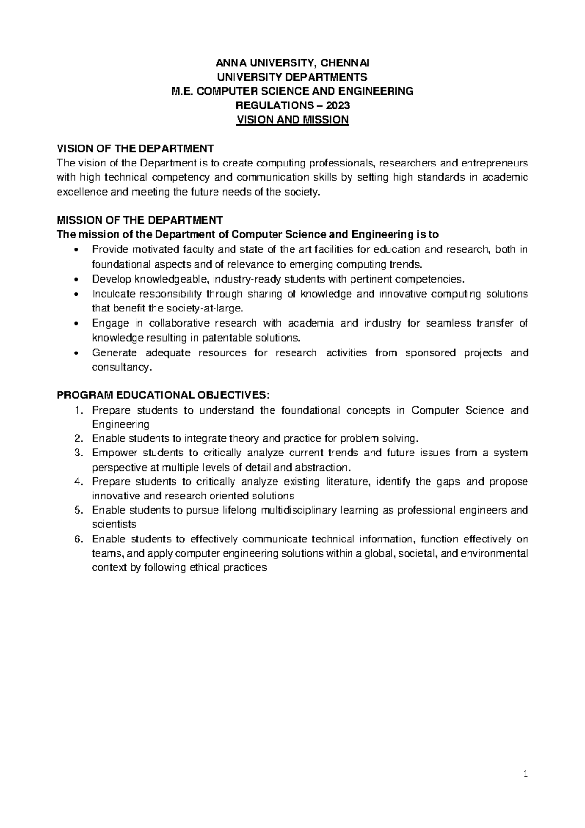 M.E.CSE - SYLLABUS - ANNA UNIVERSITY, CHENNAI UNIVERSITY DEPARTMENTS M ...