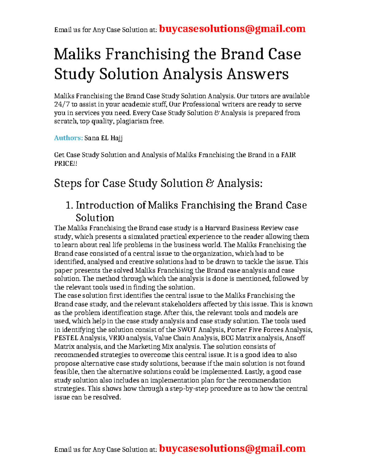 Case Solution Maliks Franchising the Brand - Maliks Franchising the Brand Case Study Solution ...