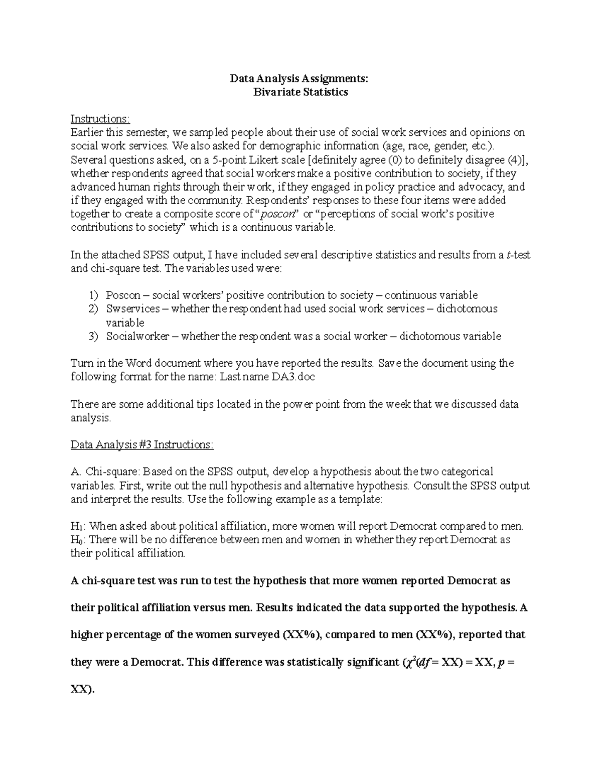 Data Analysis #3 - Bivariate Statistics - Data Analysis Assignments ...