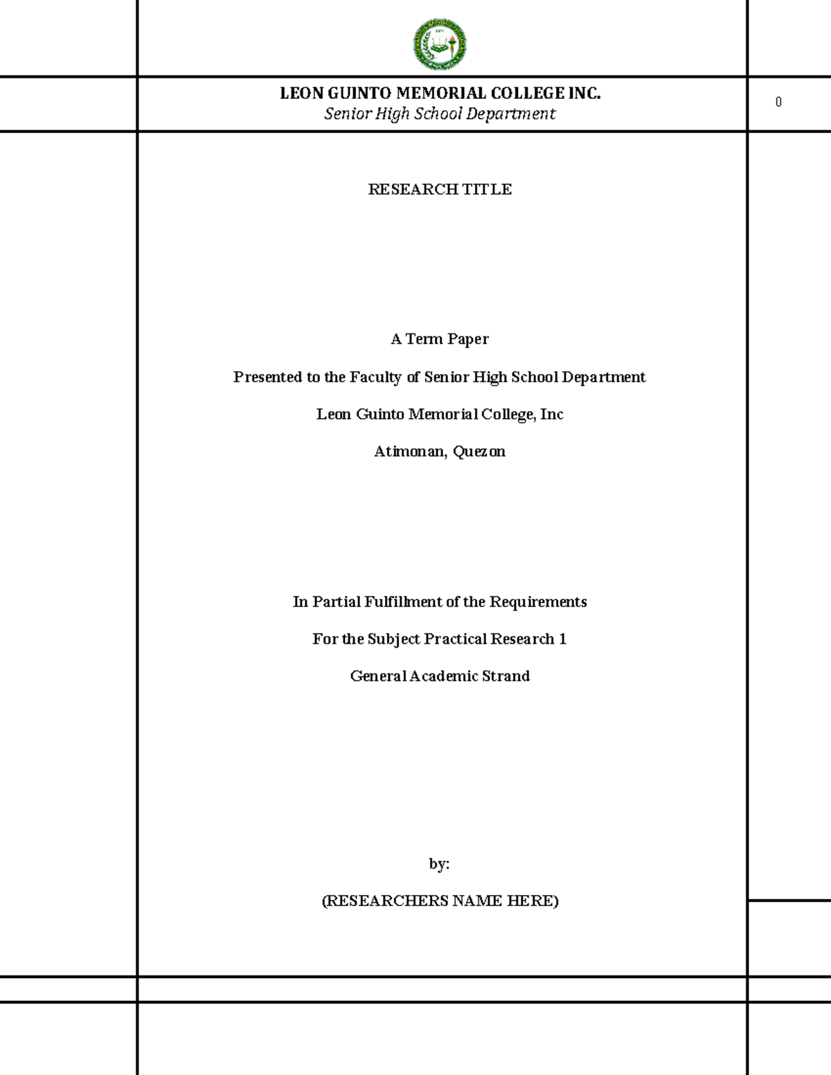 SHS Quali Template NEW - Hahahahha - Senior High School Department ...