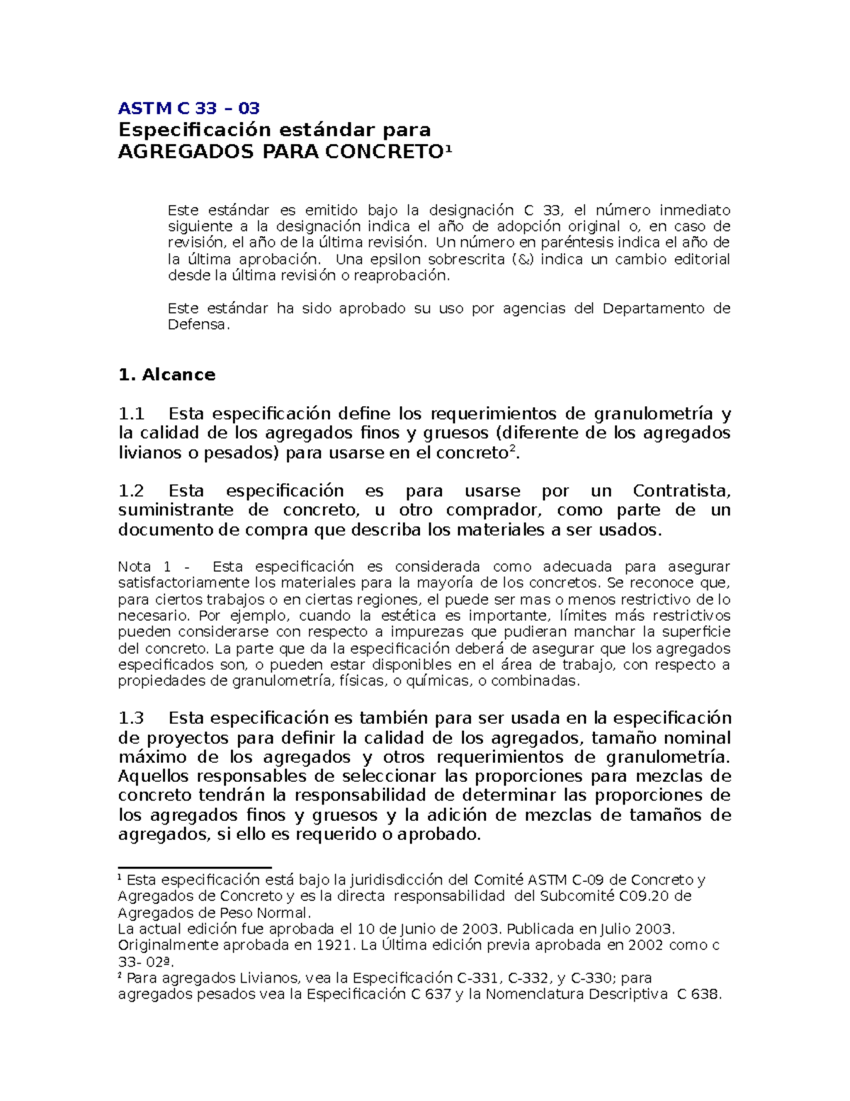 ASTM C33-03 español - normativa ASTM C33 DE CONCRETO - ASTM C 33 – 03 ...