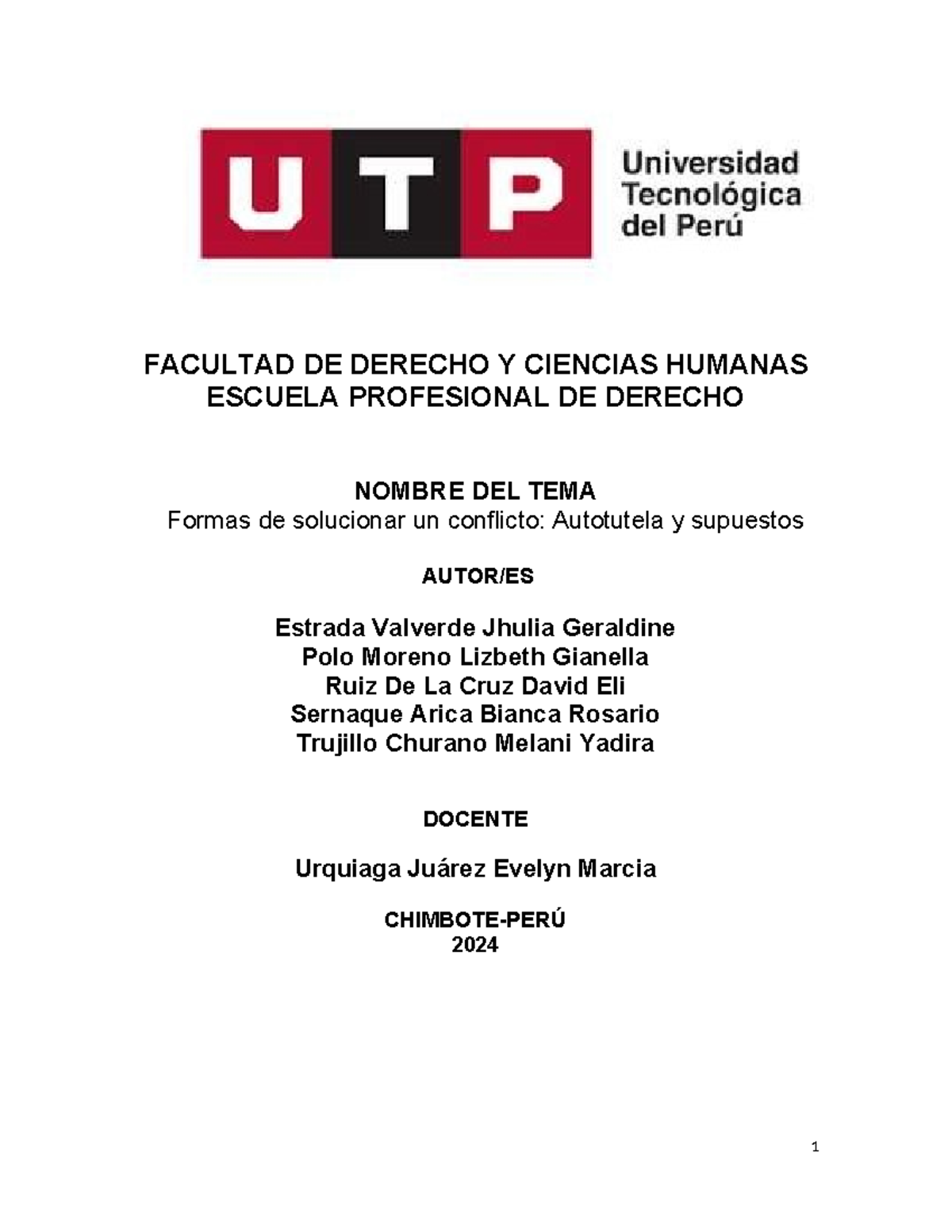 TA1 Teoría General DEL Proceso - FACULTAD DE DERECHO Y CIENCIAS HUMANAS ESCUELA PROFESIONAL DE ...