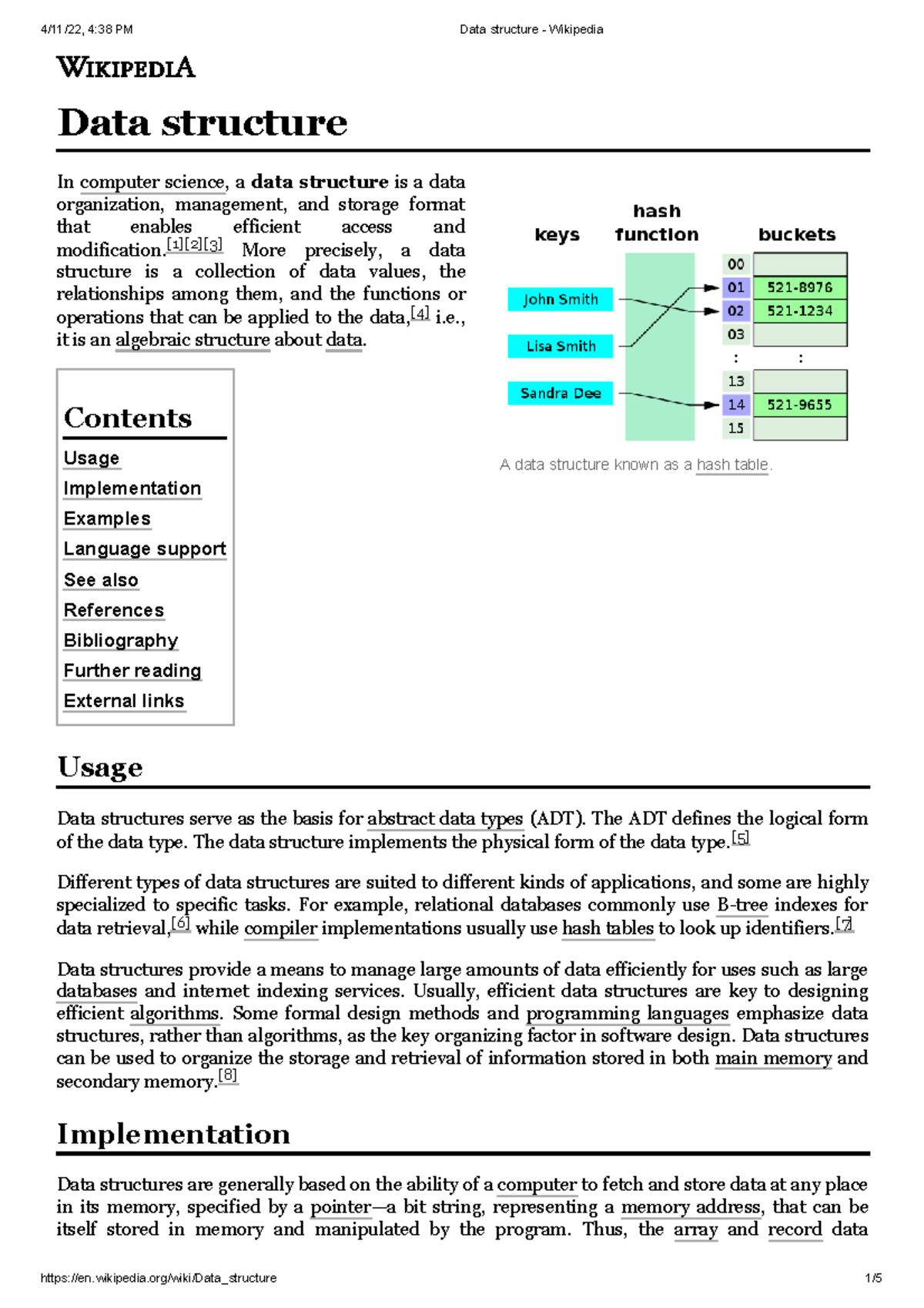 Data structure - Wikipedia - A data structure known as a hash table ...