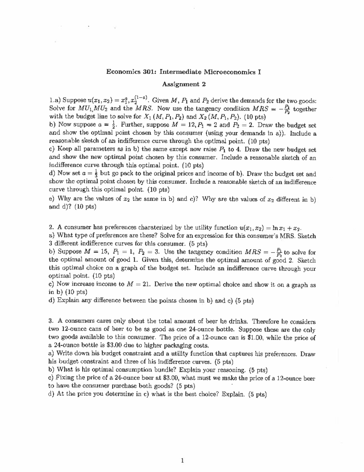 Assignment 2 Winter 2022 Econ 301 Econ 301 Concordia Studocu