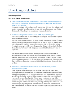 Instuderingsfrågor Utvecklingspsykologi 2 - Hur ser den strukturella ...