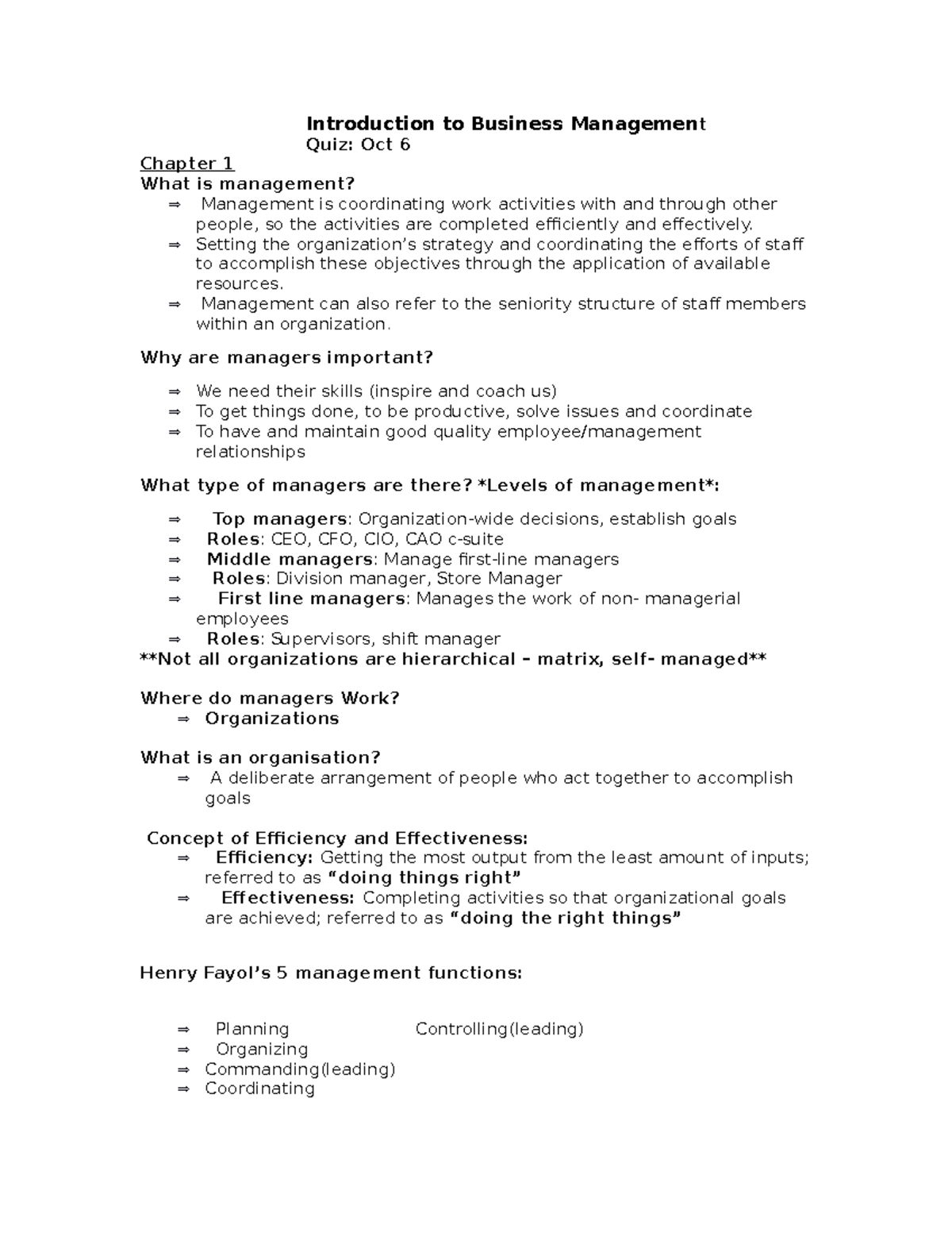 Introduction to Business Management - Setting the organization’s ...