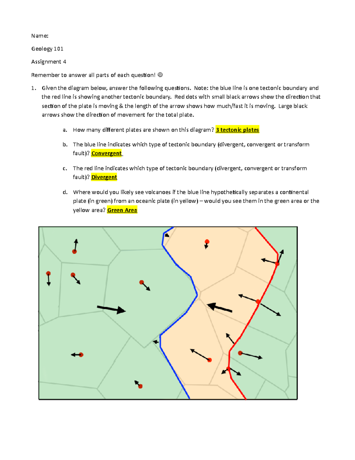 Assignment 4 - Name: Geology 101 Assignment 4 Remember to answer all ...