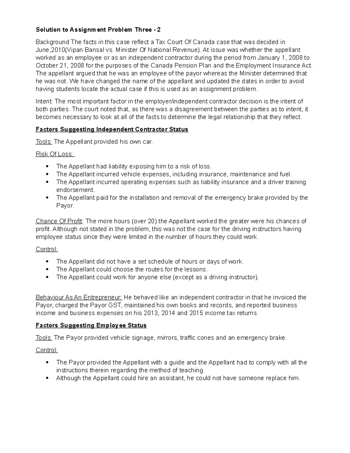 Solution to Assignment Problem Three - Minister Of National Revenue ...