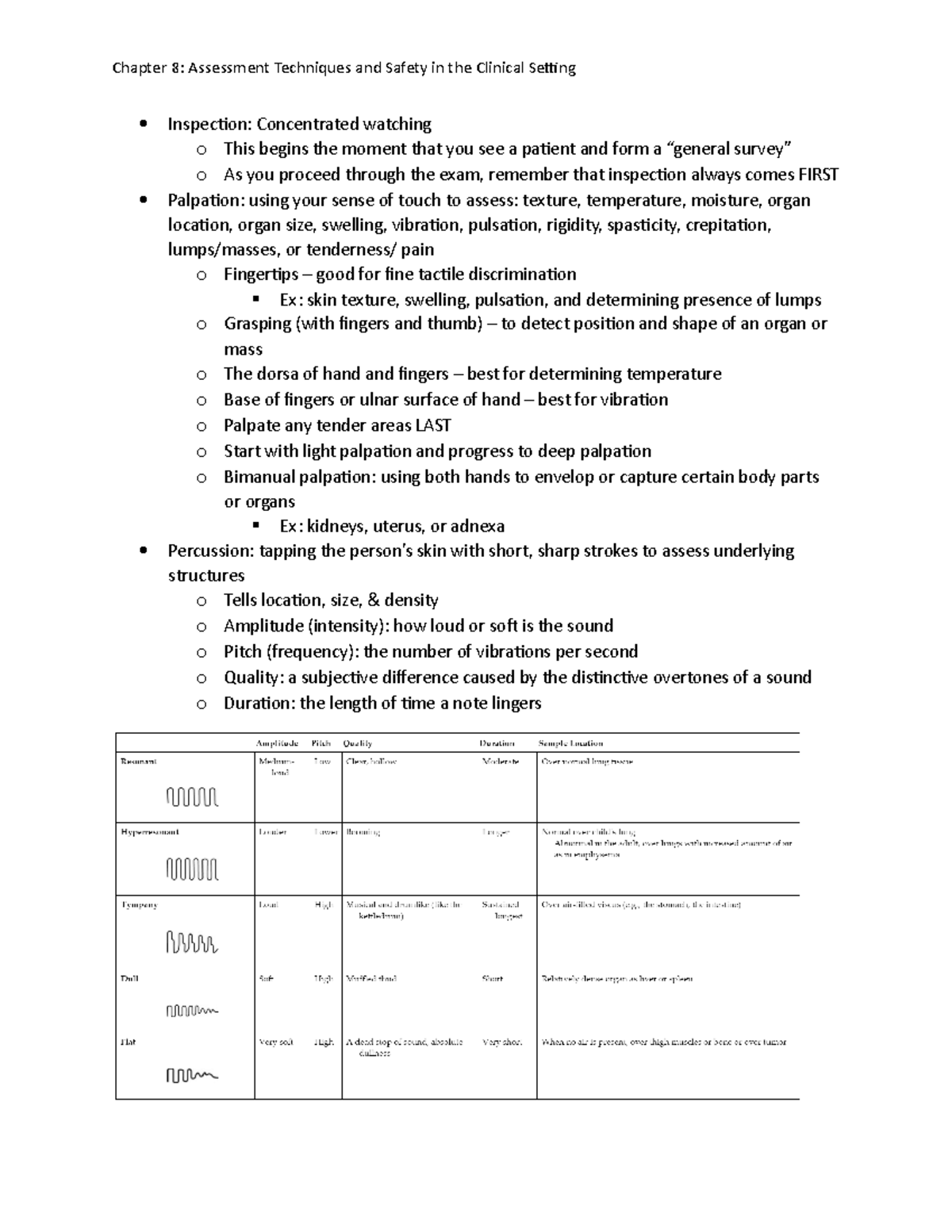 Assessment Techniques - Before and After every physical patient ...
