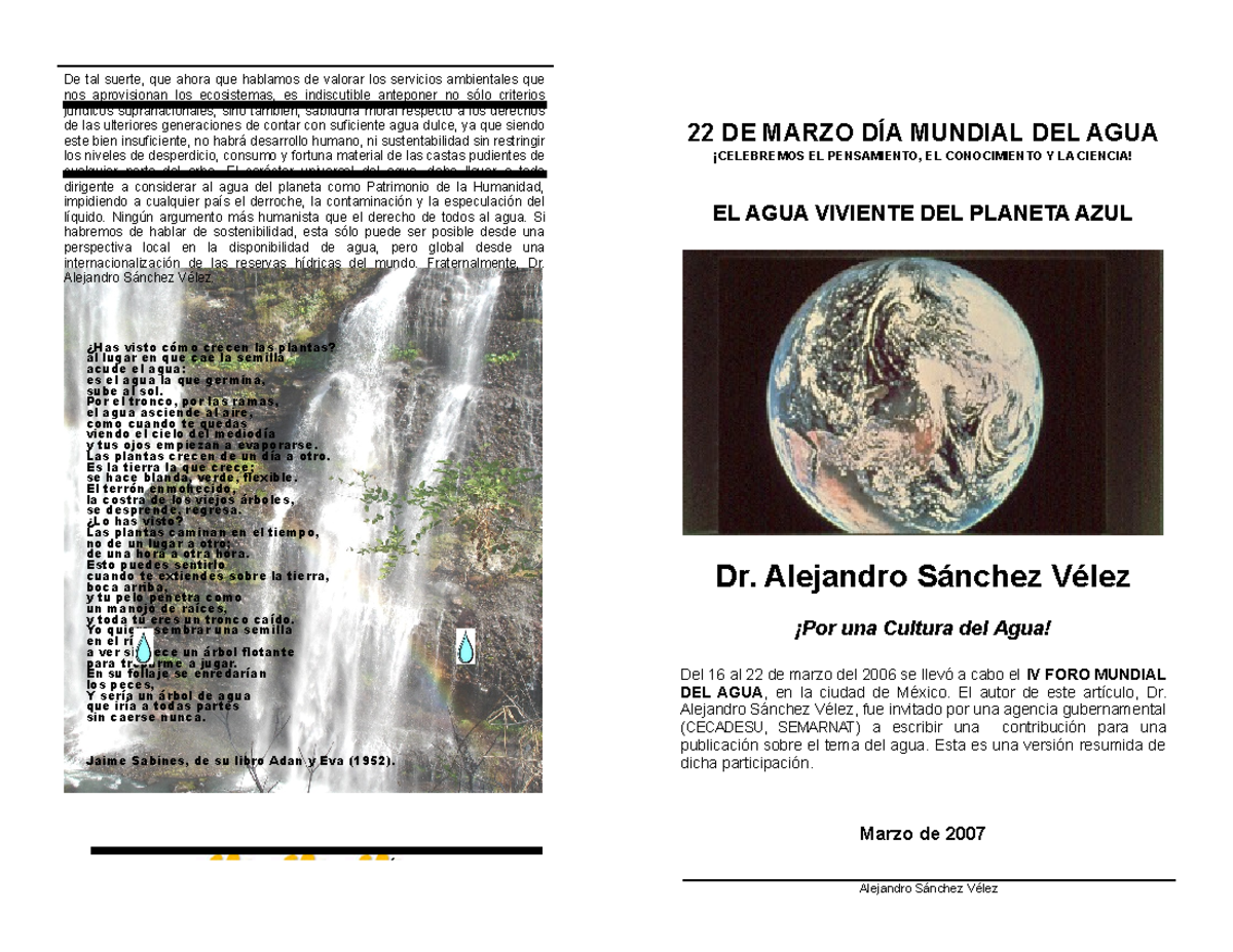 Planeta AZUL - Problemática DEL AGUA - EL AGUA VIVIENTE DEL PLANETA ...