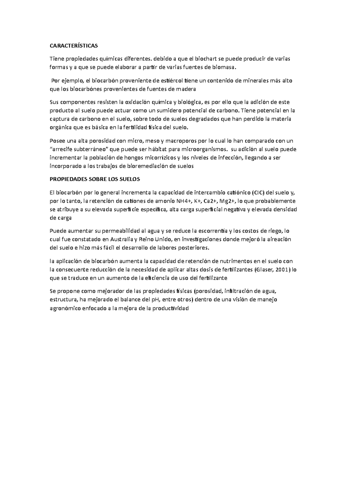Biochar - CARACTERÍSTICAS Tiene propiedades químicas diferentes. debido ...