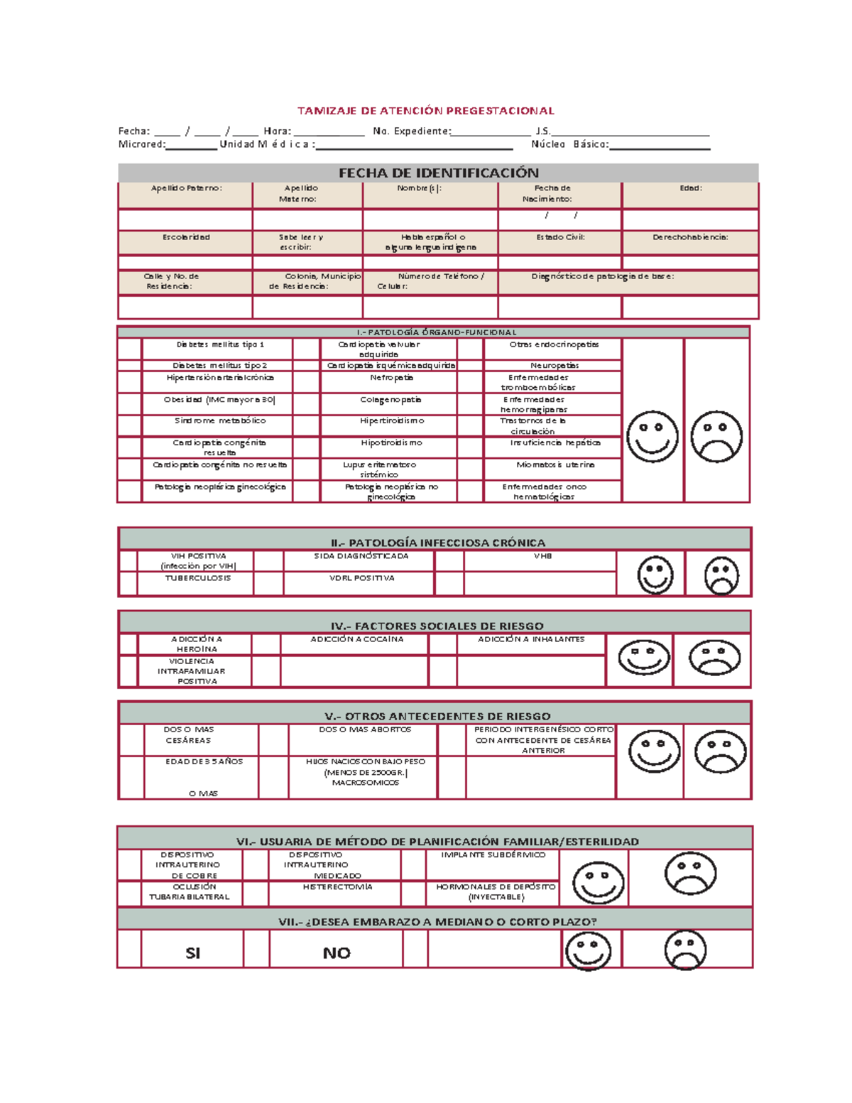 Formato DE Tamizaje DE Atención Pregestacional ( Caritas) - TAMIZAJE DE ...