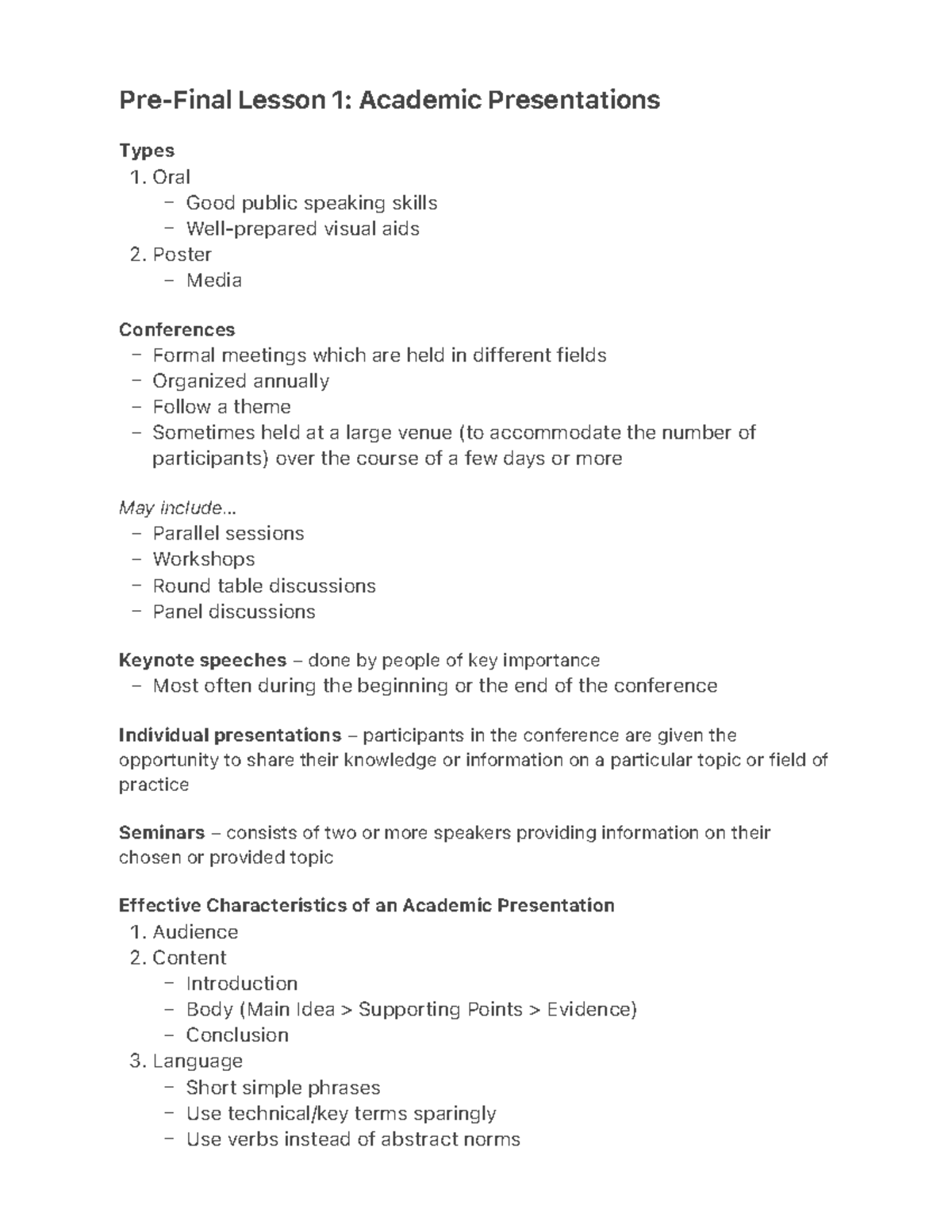 Pre-Final Lesson 1: Academic Presentations - 1. – – 2 ...
