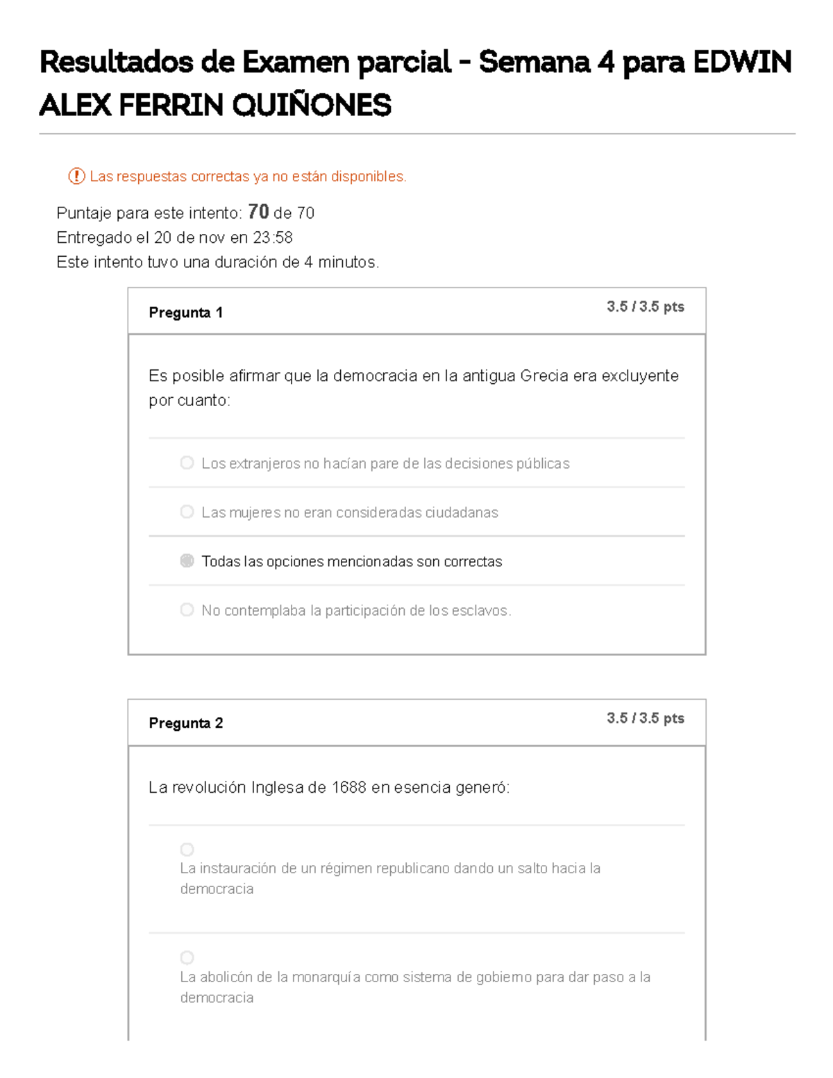 Ciudadania 4.. - SEMANA 4 - Resultados de Examen parcial - Semana 4 para EDWIN ALEX FERRIN ...