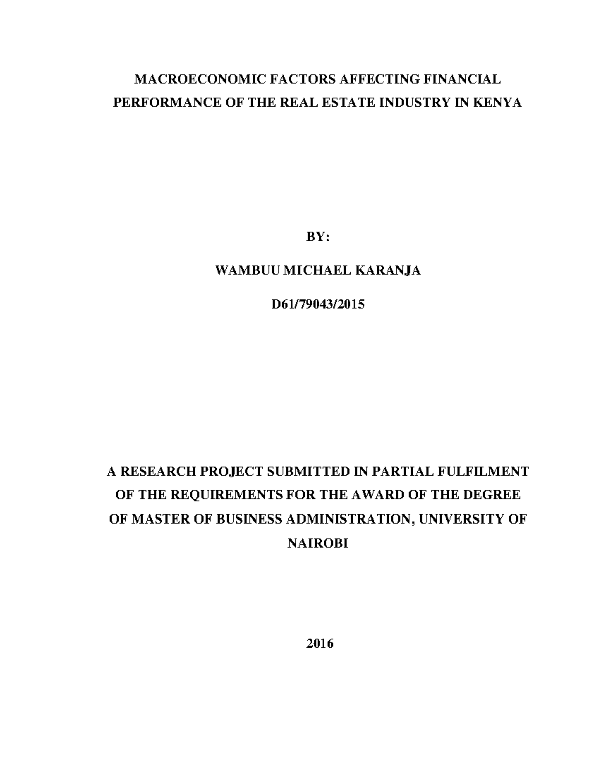 Wambuu Macroeconomic Factors Affecting Financial Performance of the ...
