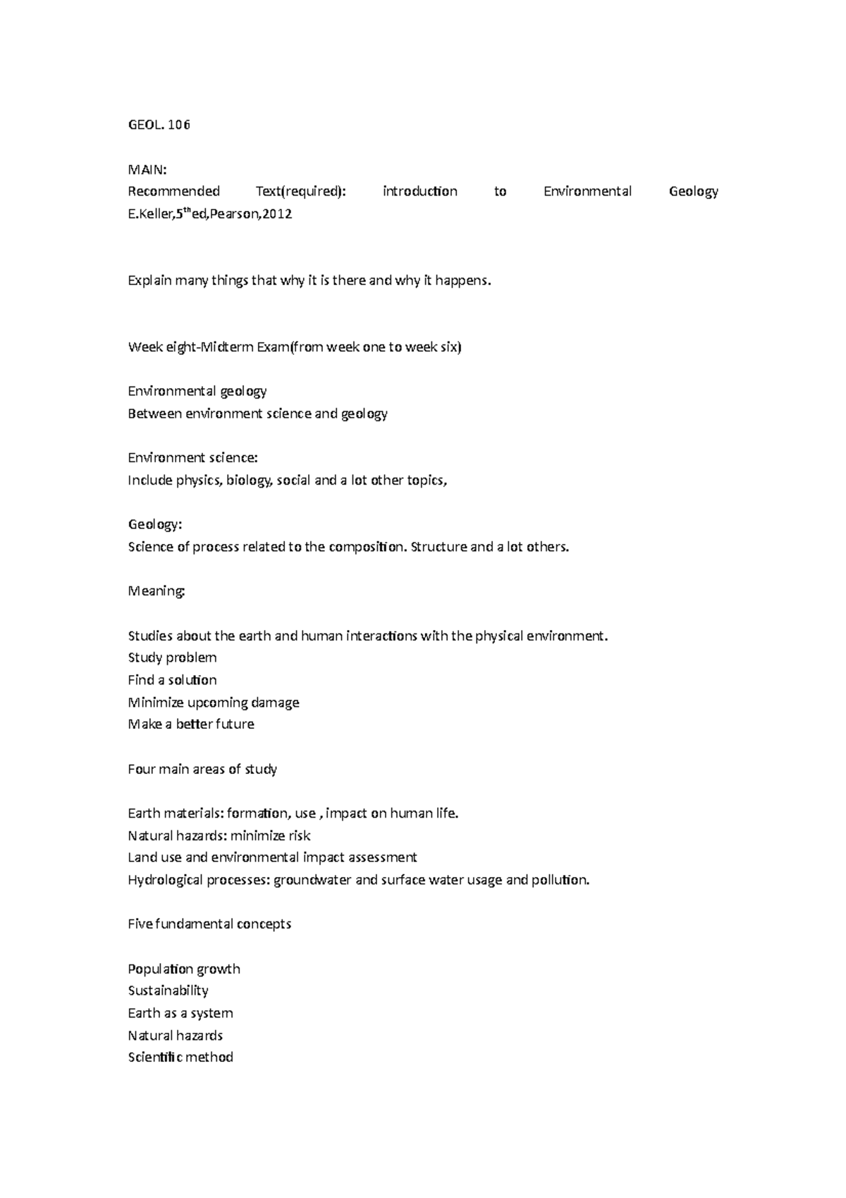 Geol1 Answers For Geol Assignment 1 Geol 106 Main Recommended Textrequired Introduction